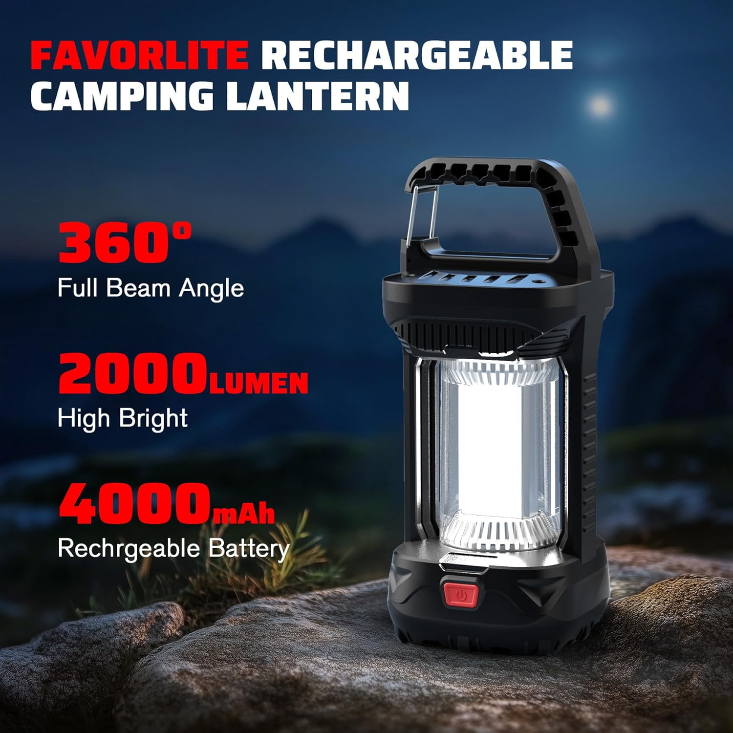 TRH-Camping lantern for power outage, 2000LM Rechargeable Led Lantern ...