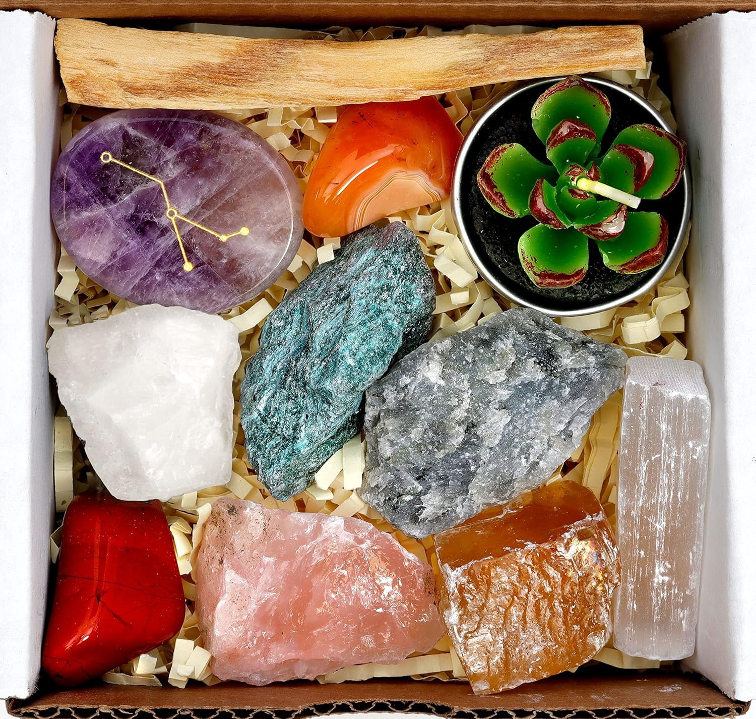 TRH-Cancer Zodiac Healing Crystals Gift Set, (14 Pc): 9 Stones, 18K ...