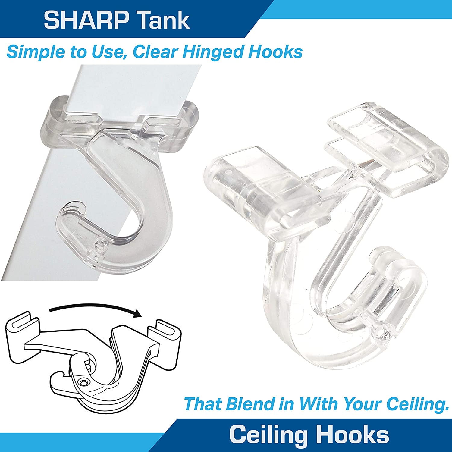 TRH-Clear Hinged Ceiling Hooks - 40 Pack of T-Bar Track Clips for ...