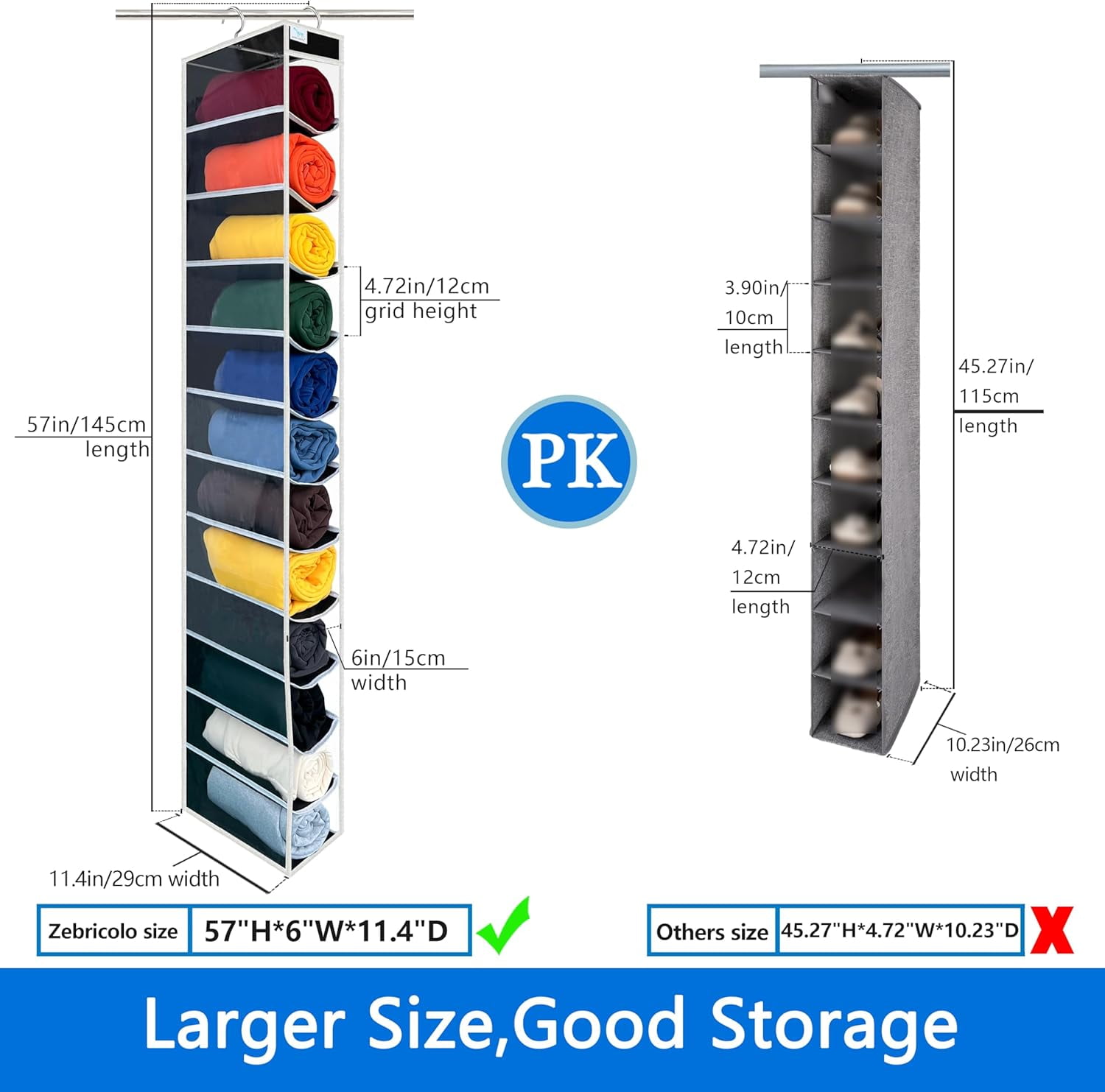 TRH-Closet Organization,12 Section, Hanging Closet Organizer, Space ...