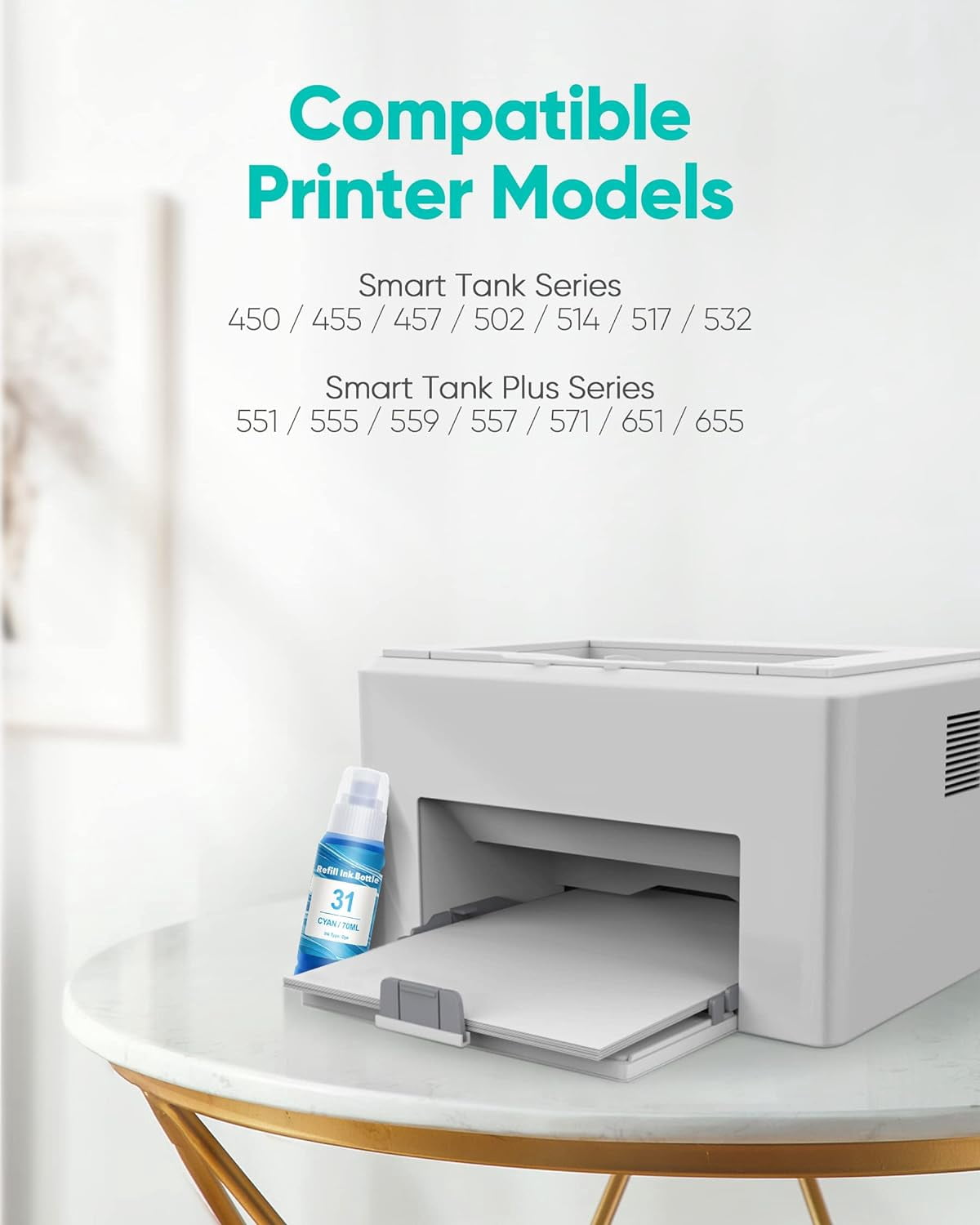 TRH-Compatible for HP 31 32XL Refill Ink Bottle Set Work for HP Smart ...