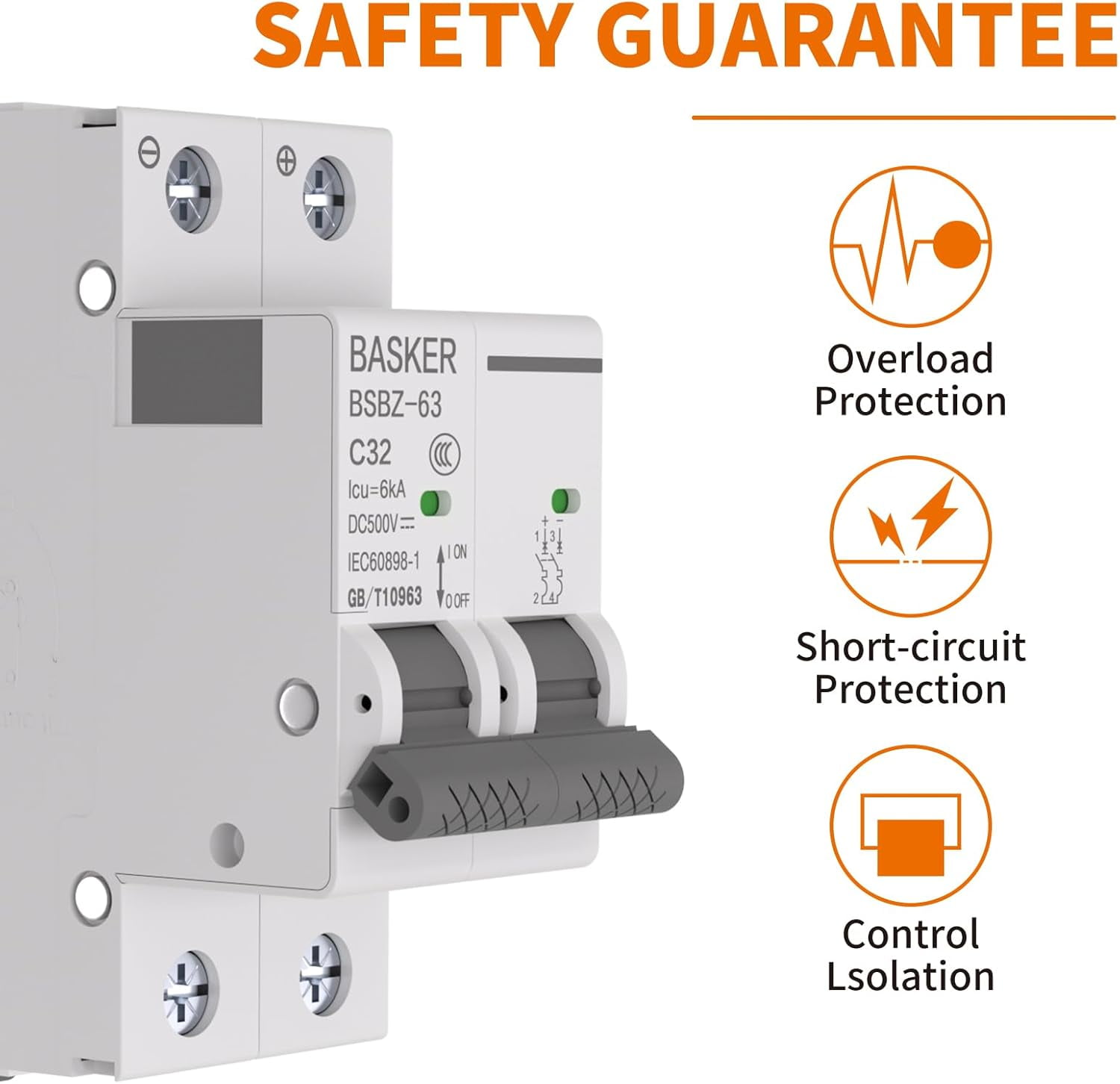 TRH-DC Circuit Breaker, 32 Amp 2 Poles 500V Solar Disconnect Switch for Solar PV System Solar ...