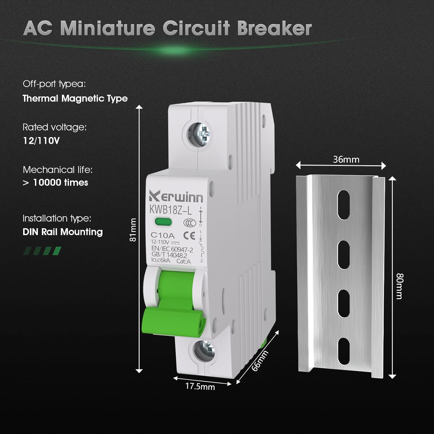 TRH-DC Miniature Circuit Breaker 12V-110V Circuit Breaker 1Pole 40Amp Smart Circuit Breaker DIN ...