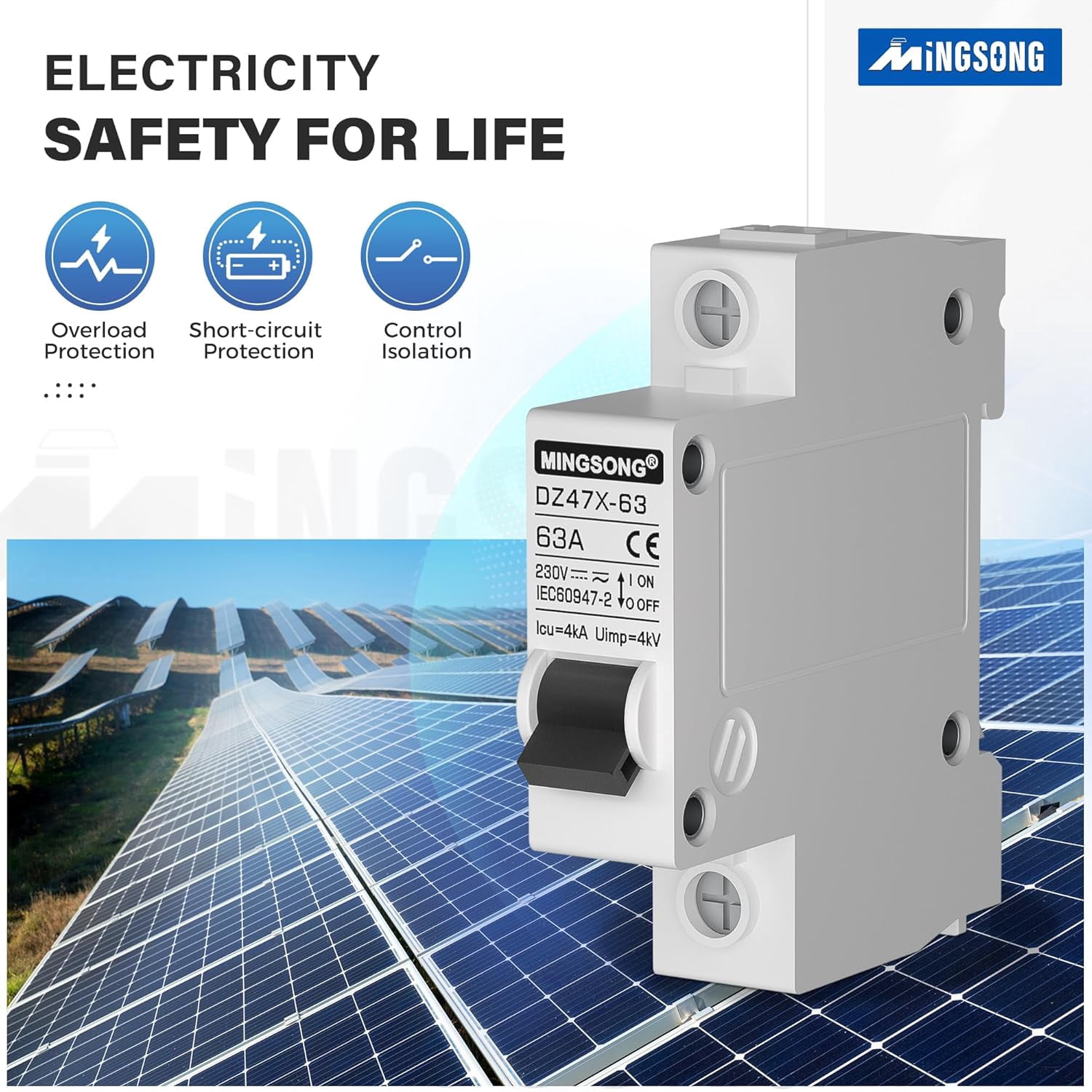 TRH-DC Solar Panels Disconnect Switch 63 Amp Solar Shut Off Switch 12V ...
