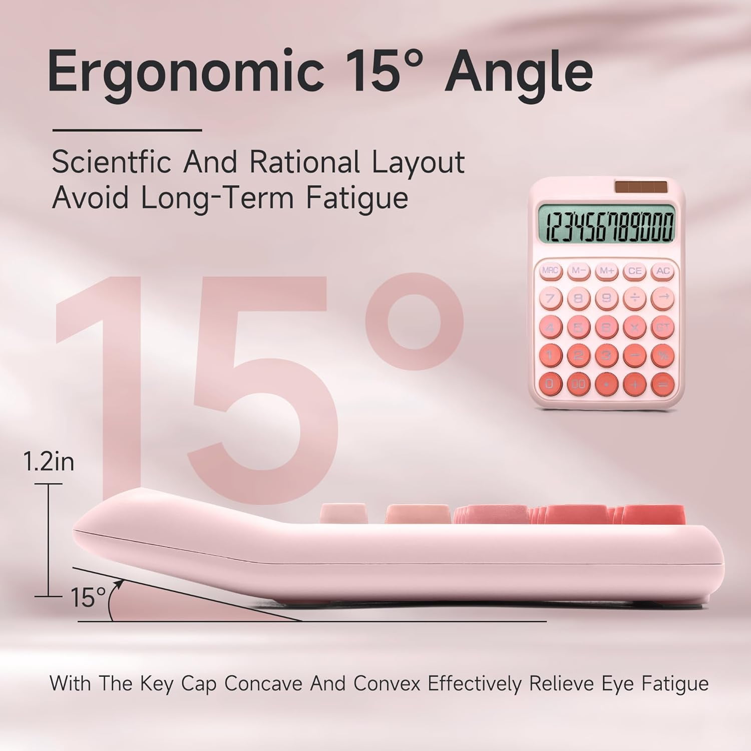TRH-Desk Calculator,12 Digits, Large LCD Display,Big Buttons,Solar and Battery Dual Power ...