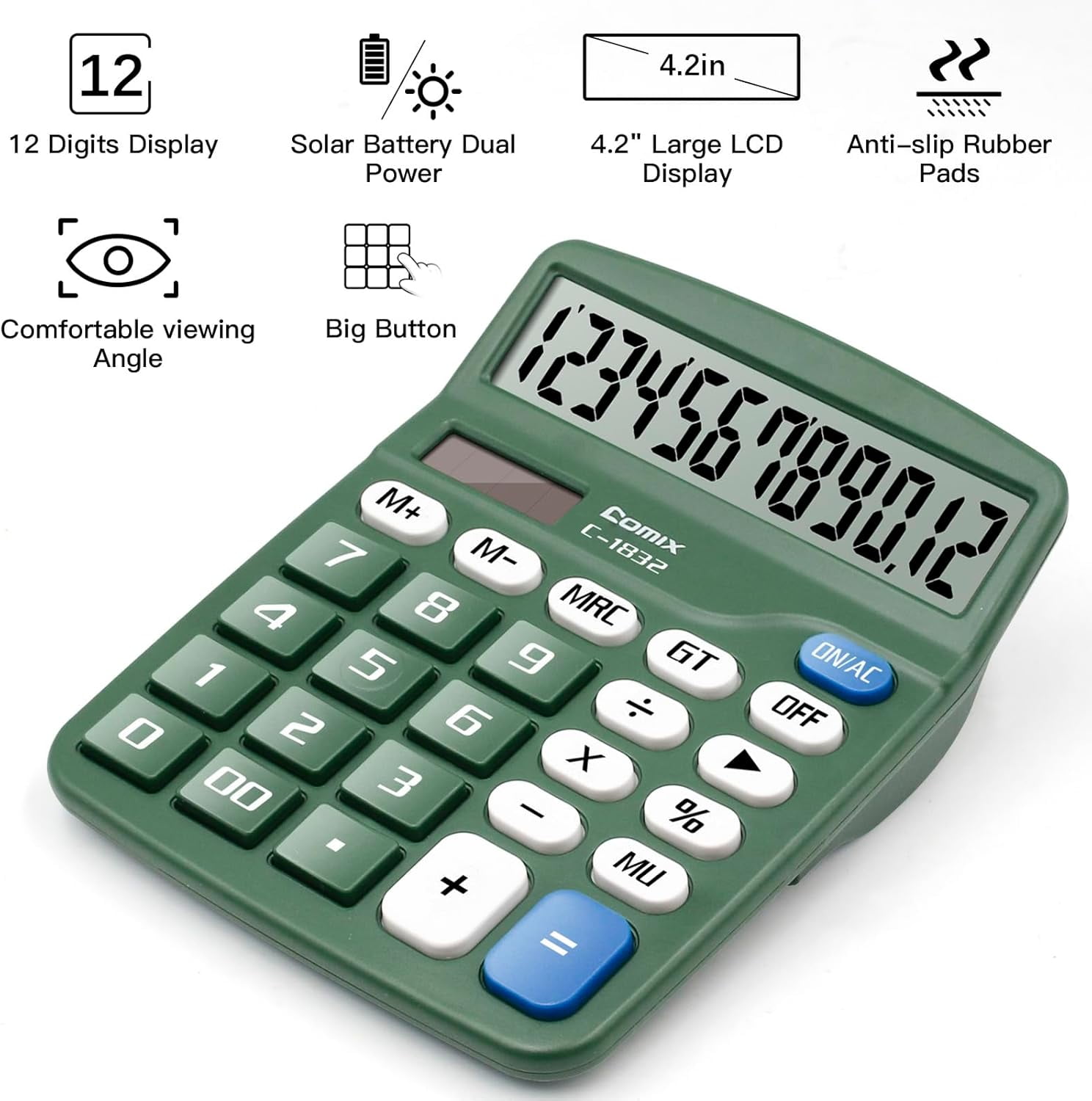 TRH-Desktop Calculator 12 Digit with Large LCD Display and Big Button, 12 Digits Baisc ...