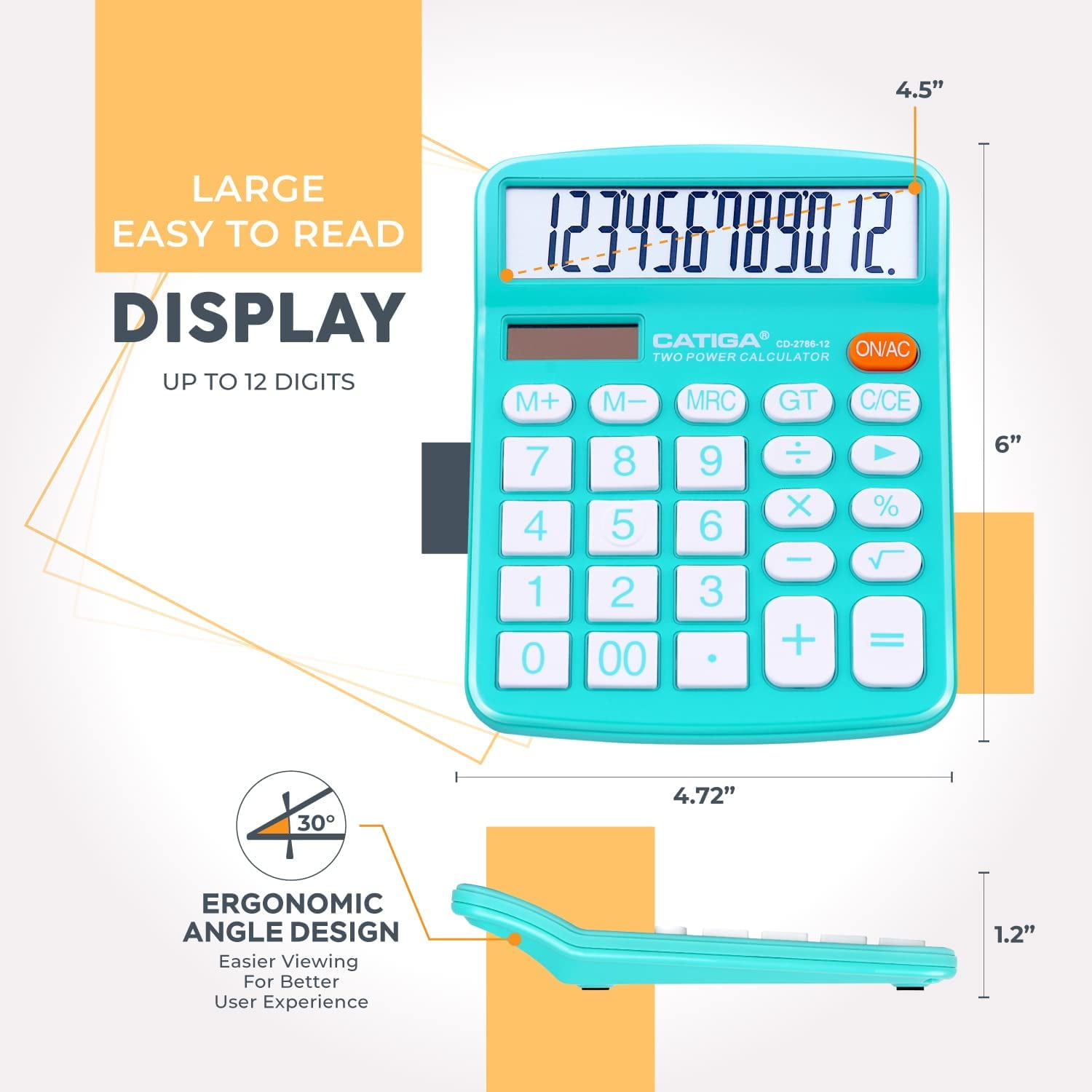 TRH-Desktop Calculator 12 Digit with Large LCD Display and Sensitive ...