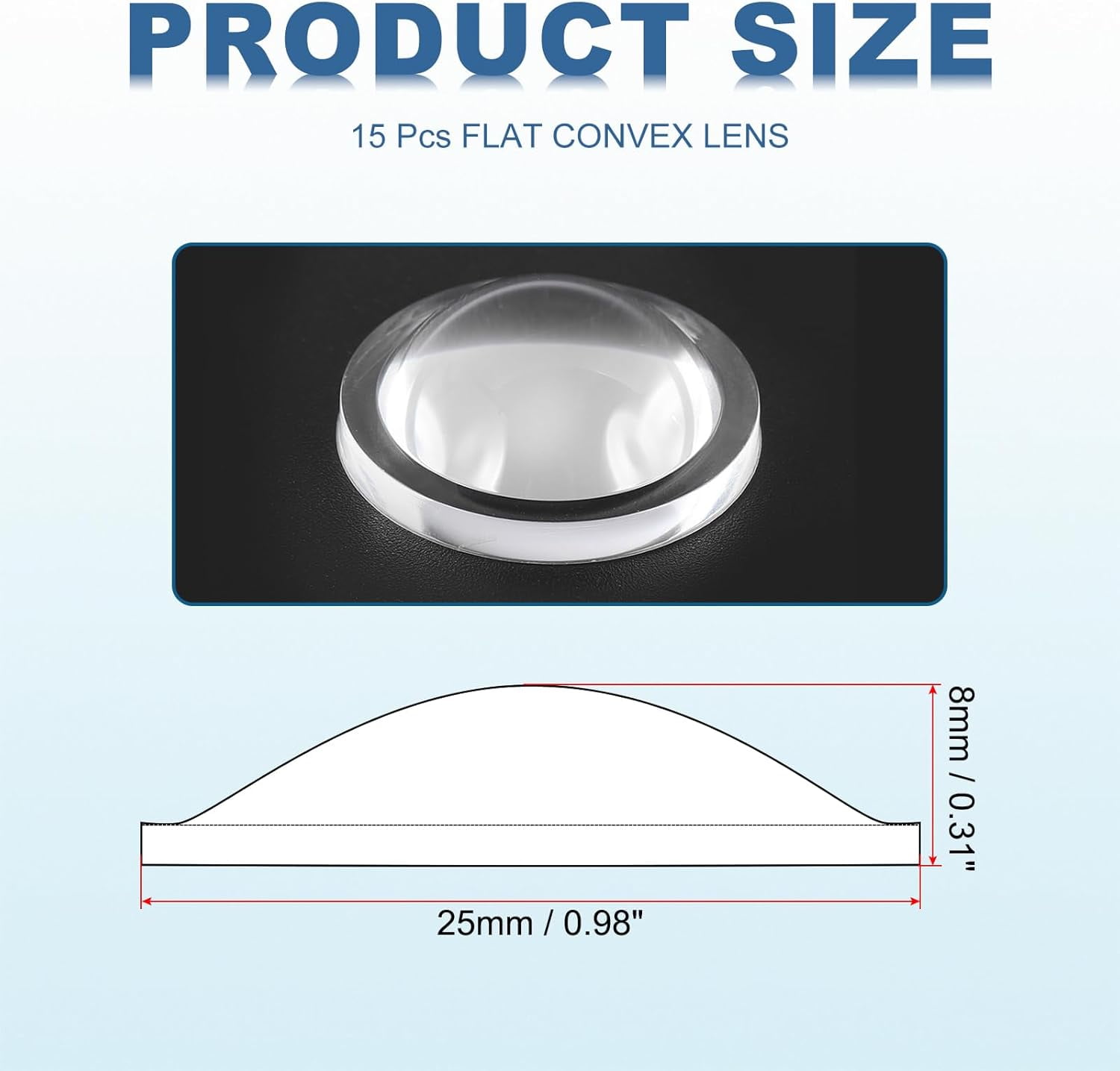 TRH-Diameter 25mm Flat Convex Lens, 15 Pcs Height 8mm PMMA Acrylic LED ...
