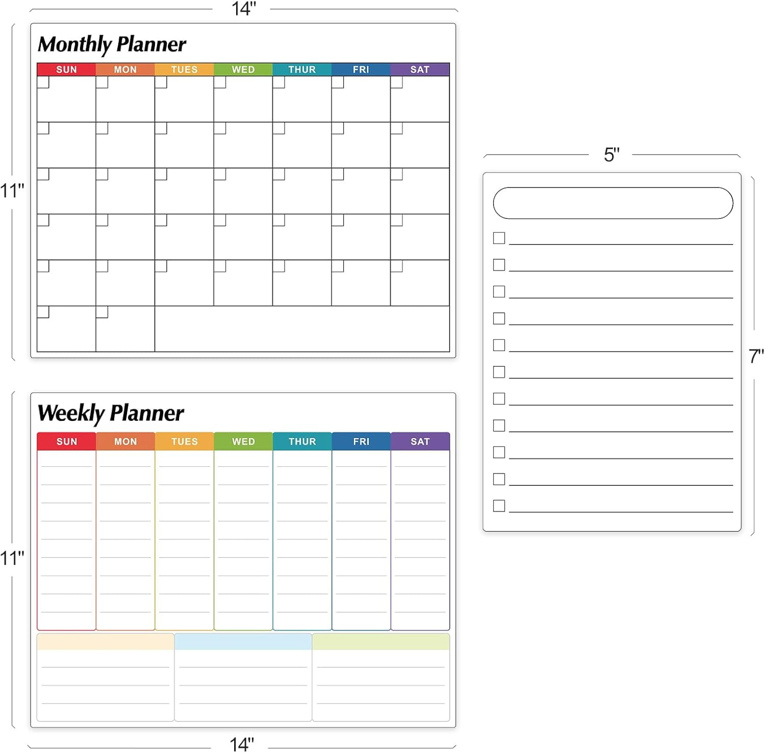 TRH-Dry Erase Magnetic Calendar for Refrigerator, 3 PackMonthly ...