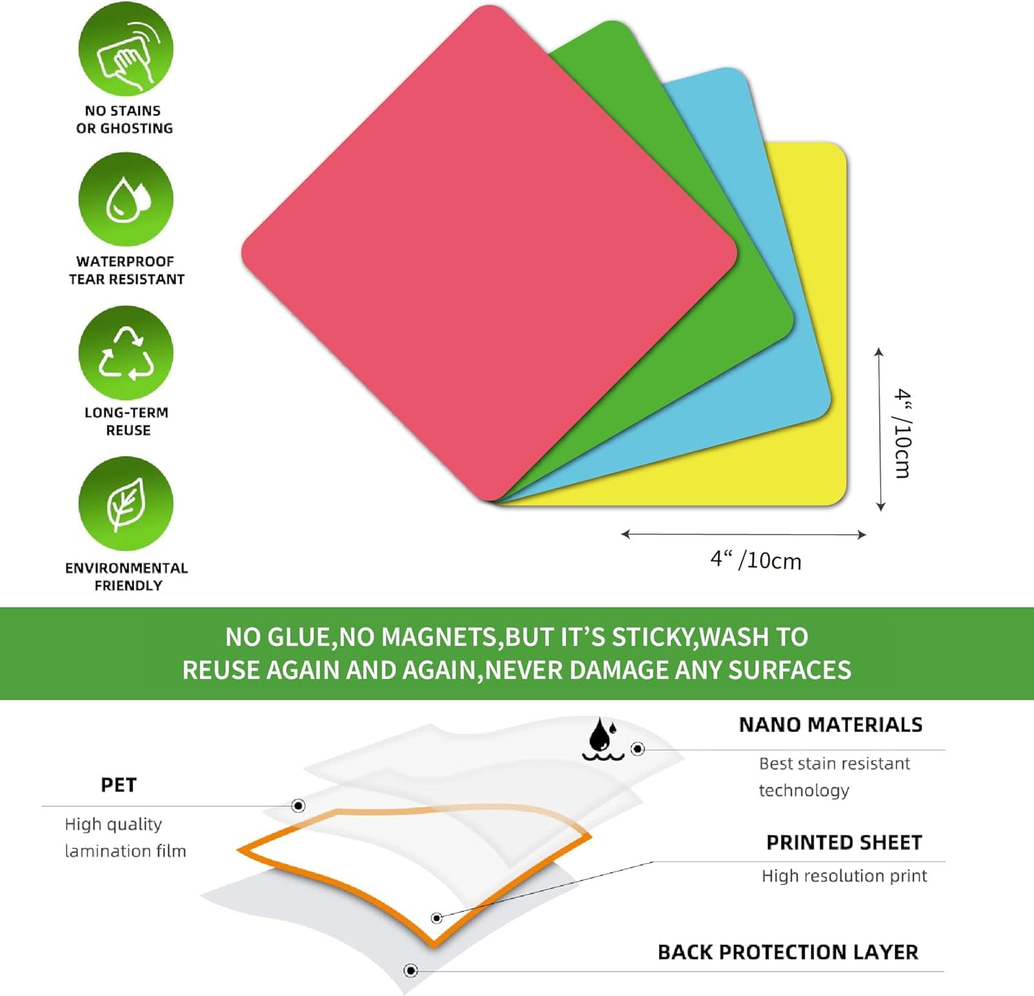TRH-Dry Erase Sticky Notes Reusable Labels for Storage Bins Organizing ...