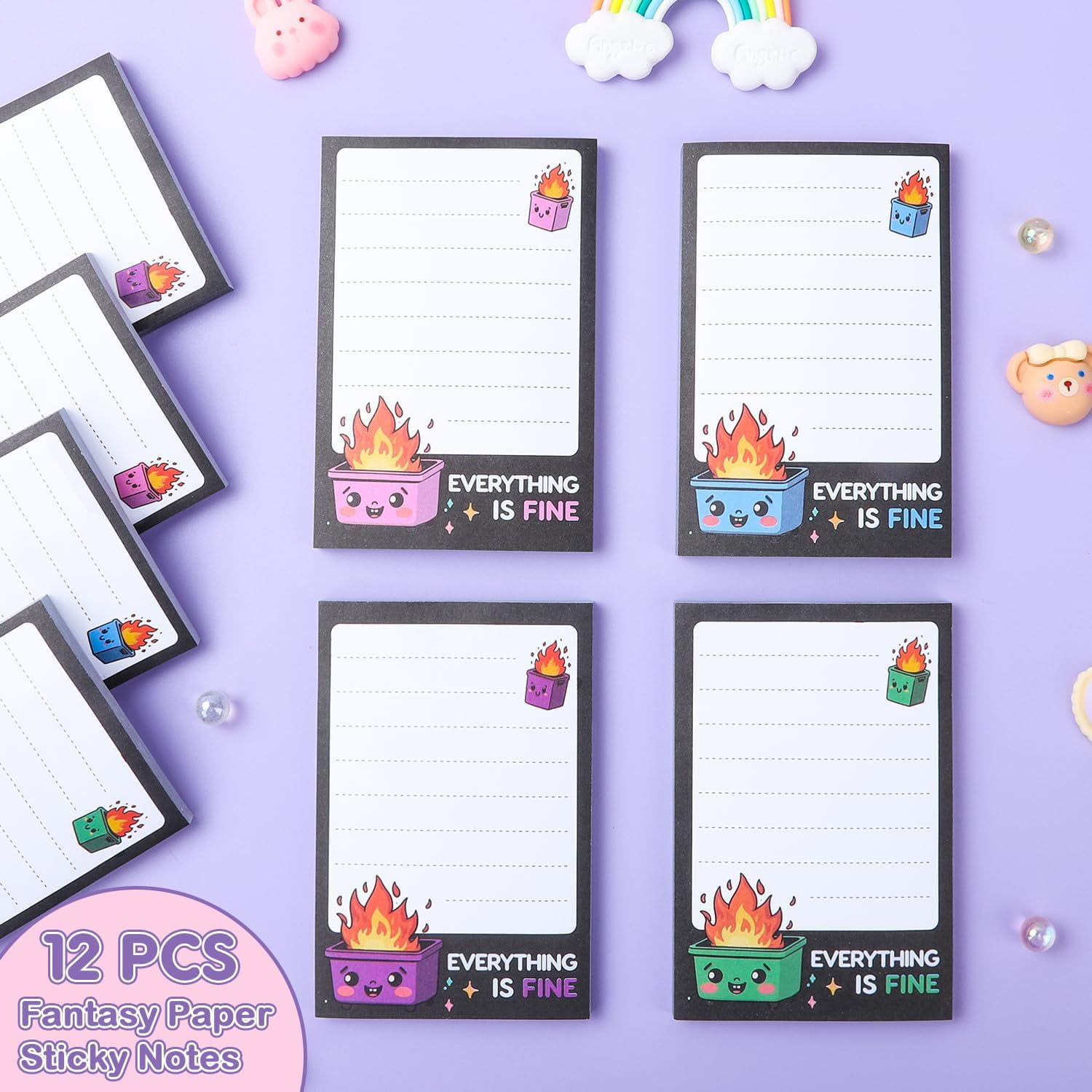 TRH-Dumpster On Fire Desk Accessories,12 Pads Pop up Cute Sticky Notes ...