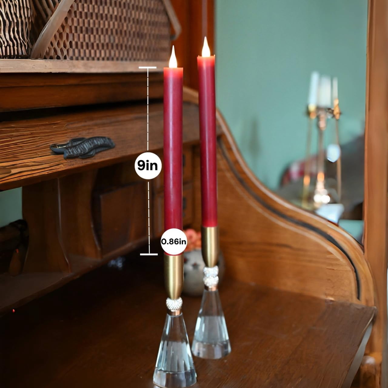 TRH-Flameless Taper Candles Flickering with Remote and Timer, 3D Moving ...