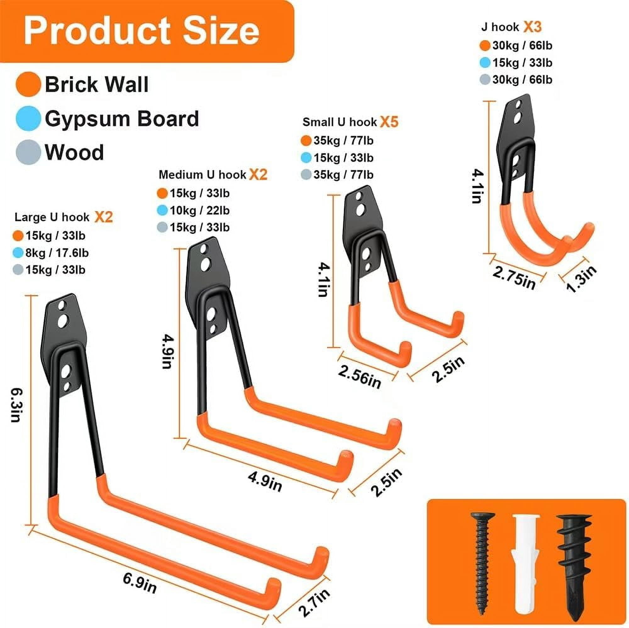 TRH-Garage Hooks Pack of 12, Garage Storage System Hooks for Hanging ...