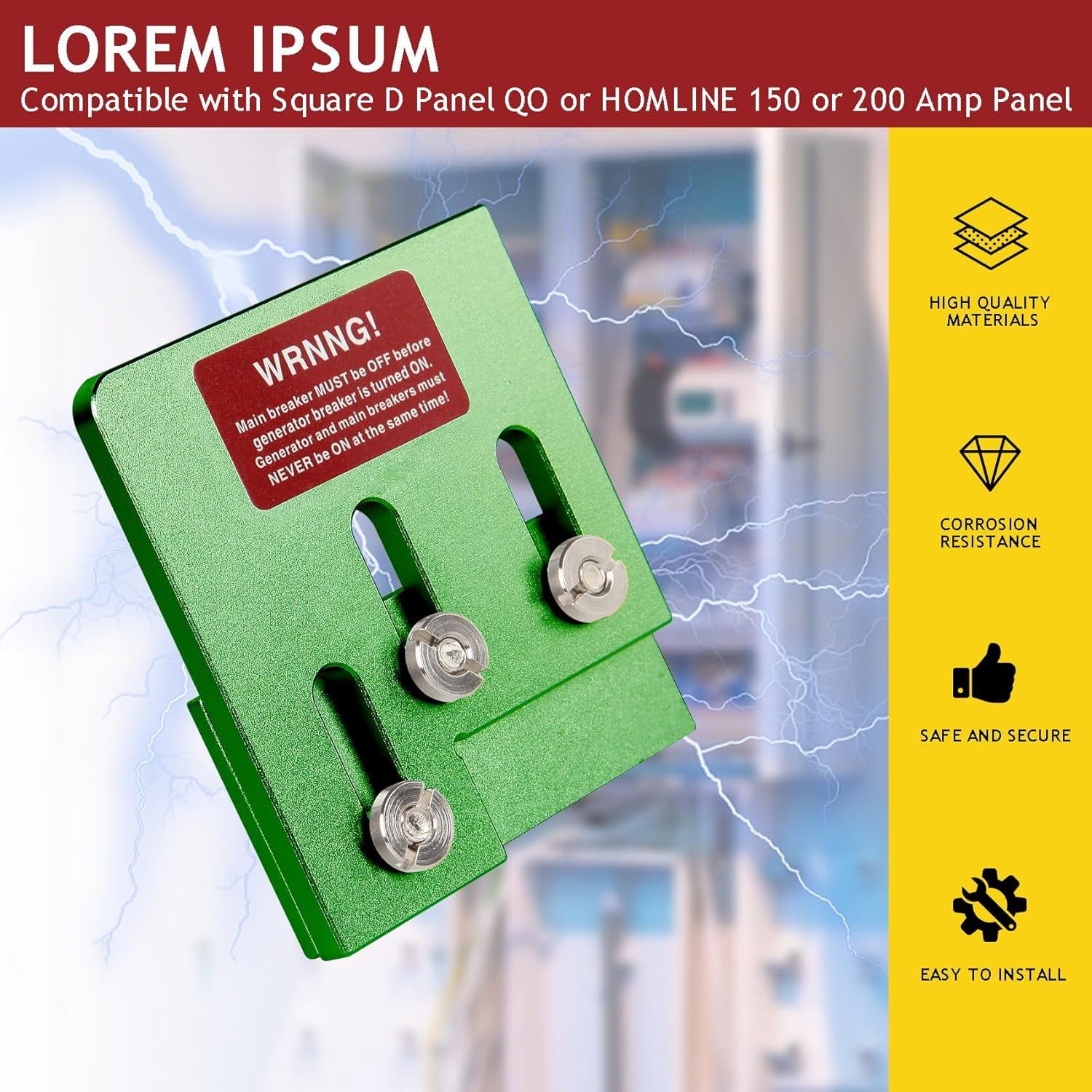 TRH-Generator Interlock Kit Compatible with Square D QO or Homeline 150 ...