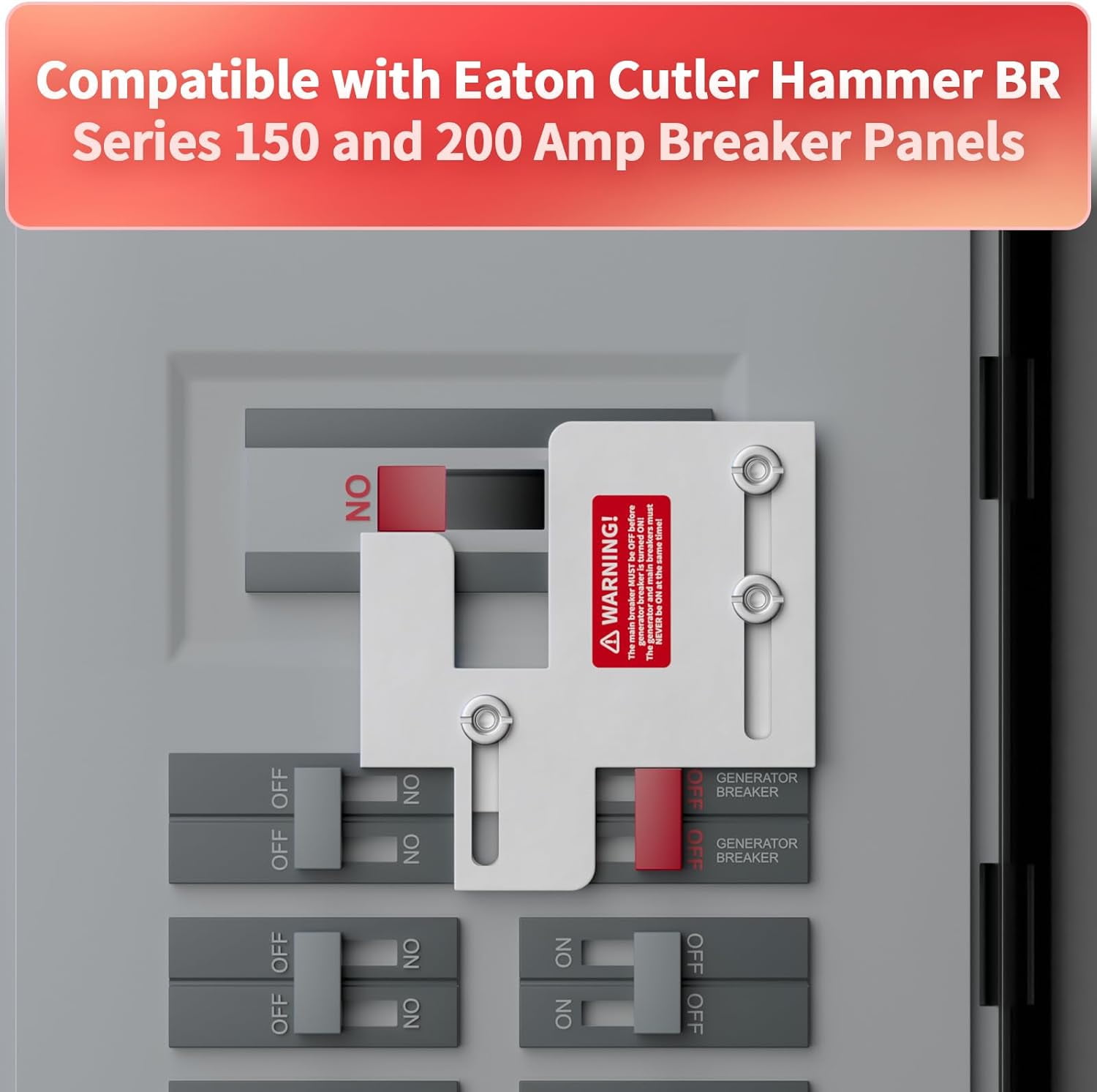 TRH-Generator Interlock Kit for Eaton Cutler Hammer BR Series 150 and 200 Amp Breaker Panels, 1 ...