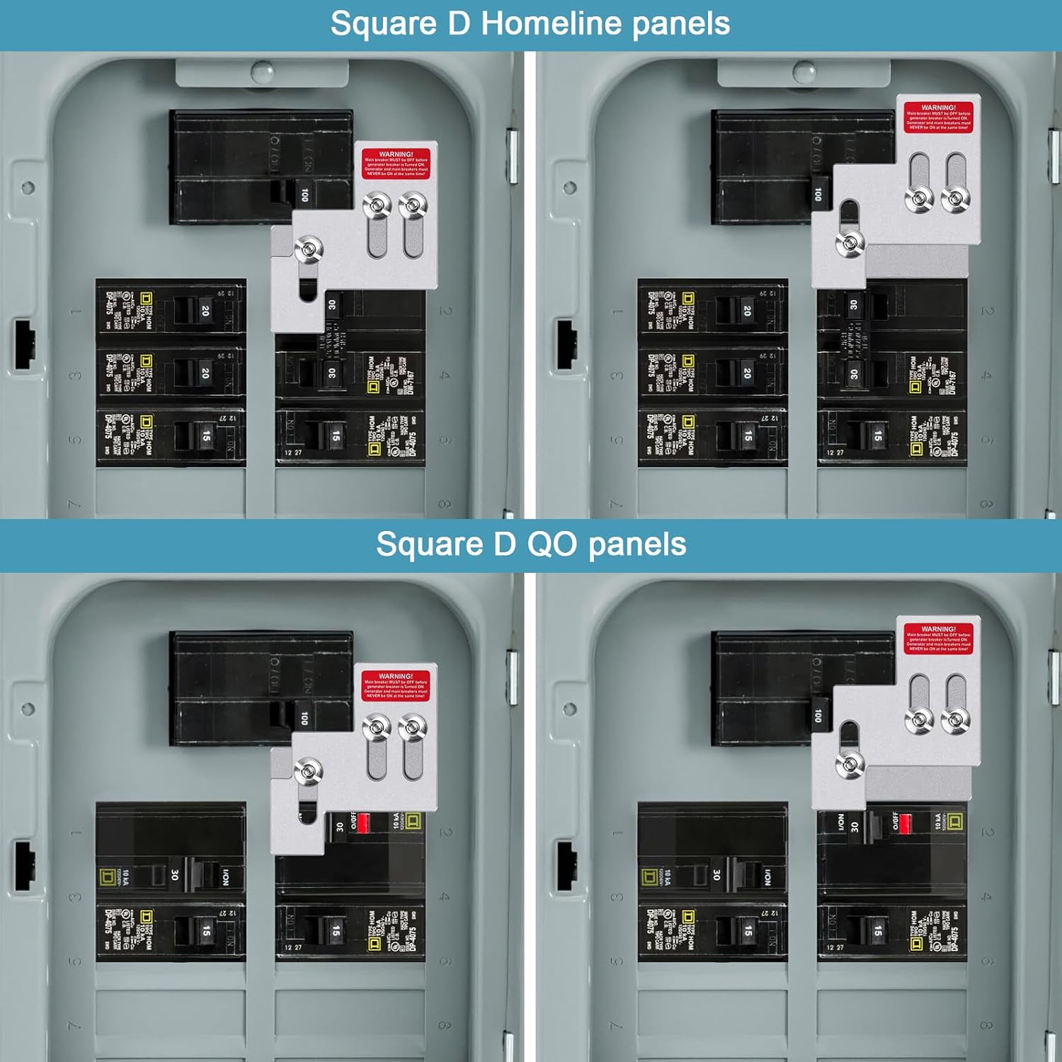 TRH-Generator Interlock Kit for Square D QO or Homeline 100 or 125 Amp ...