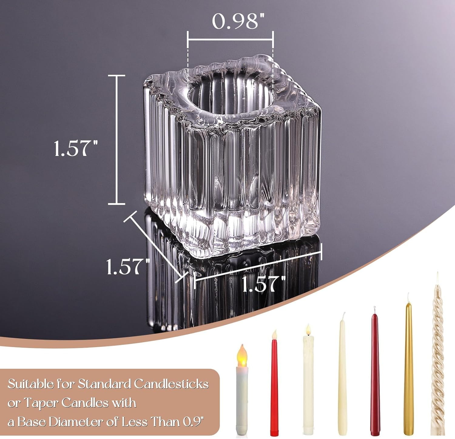 TRH-Glear Candlestick Holders Set of 12 - Elegant Cube Taper Candle ...