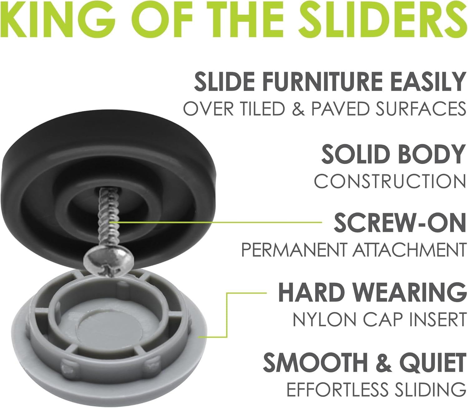 TRH-Gorilla Outdoor 1-1/4 Inch Furniture Sliders/Chair Glide Floor ...