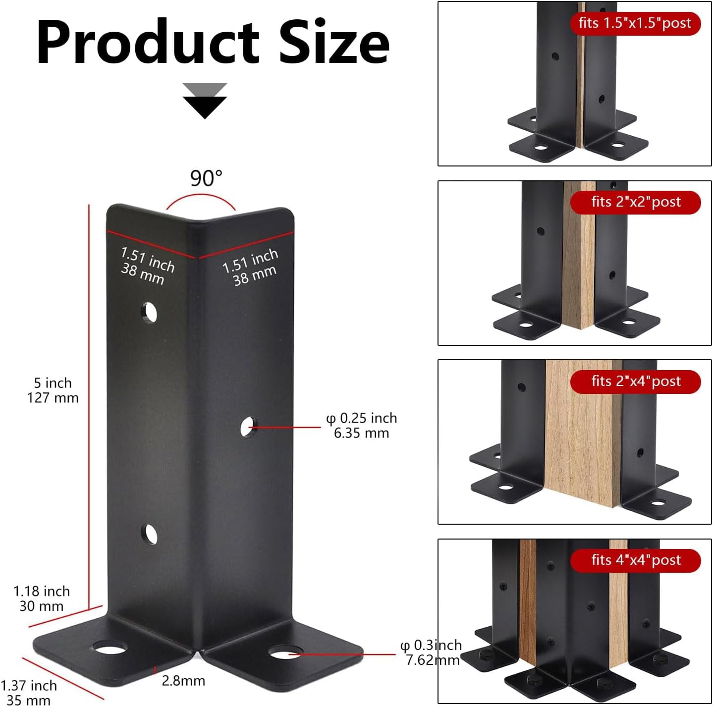 TRH-Heavy Duty Wood Fence Deck Post Anchor Base Brackets for Deck ...