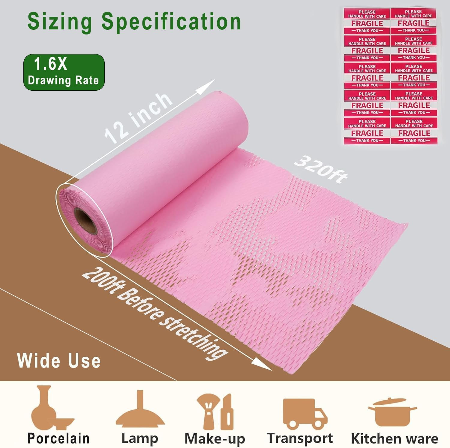 TRH-Honeycomb Packing Paper, 12" x 200' Packing Paper Substitute ...