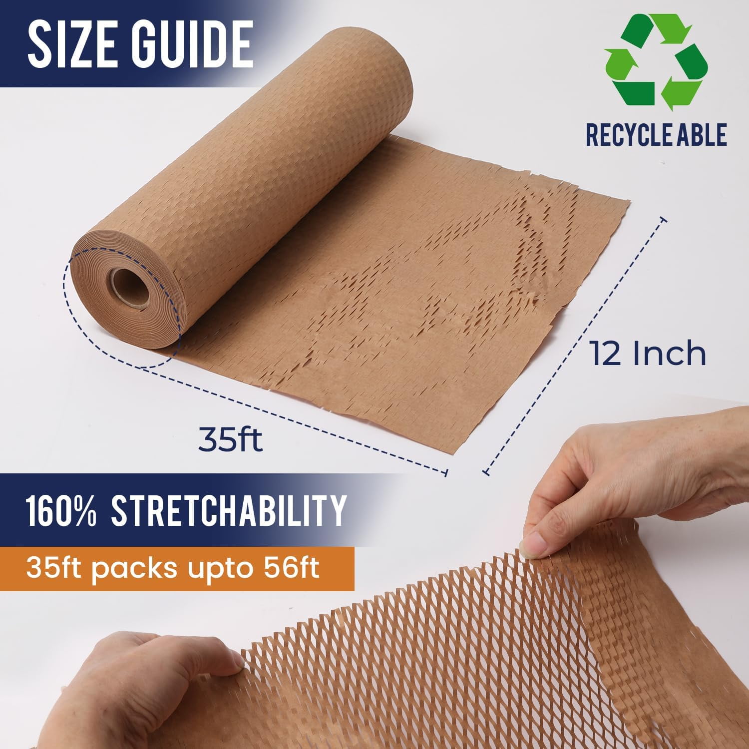 TRH-Honeycomb Packing Paper 12" x 35ft with Rope & 20 Fragile Stickers ...