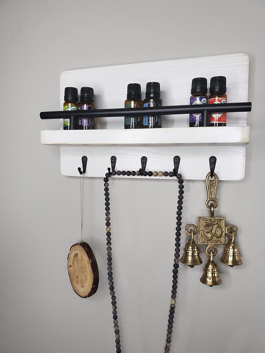 TRH-Key Holder for Wall and Mail Shelf, Decorative Wooden Wall Rack for ...