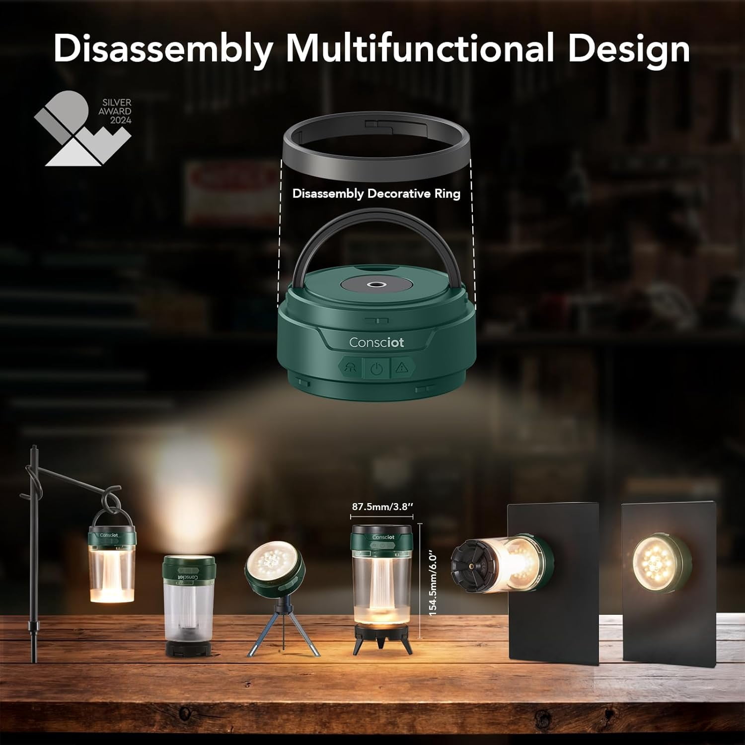 TRH-LED Camping Lantern, USB-C Rechargeable, 5 Light Modes 3 Color ...