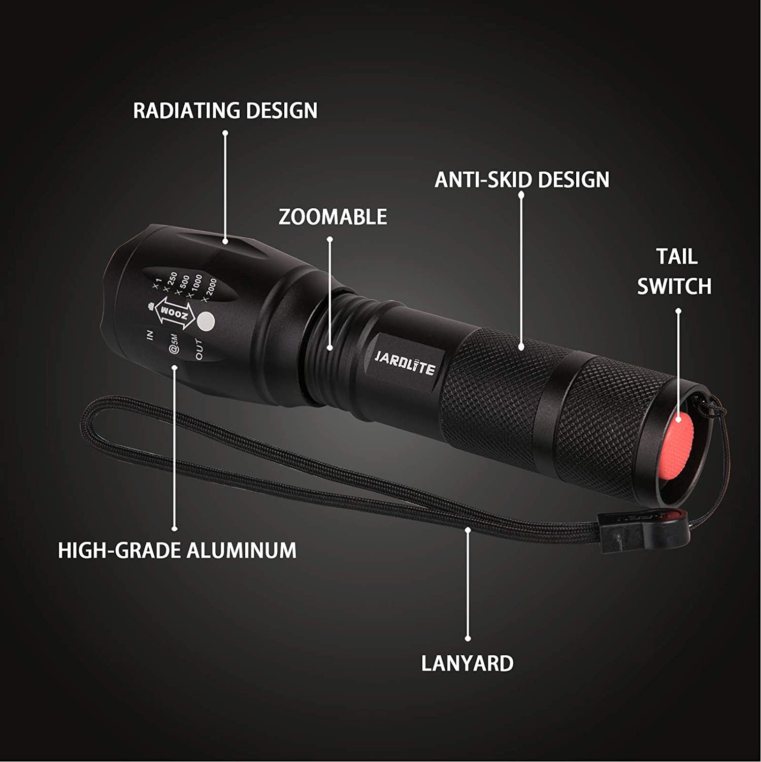 TRH-LED Emergency Handheld Flashlight with Adjustable Focus, Water ...