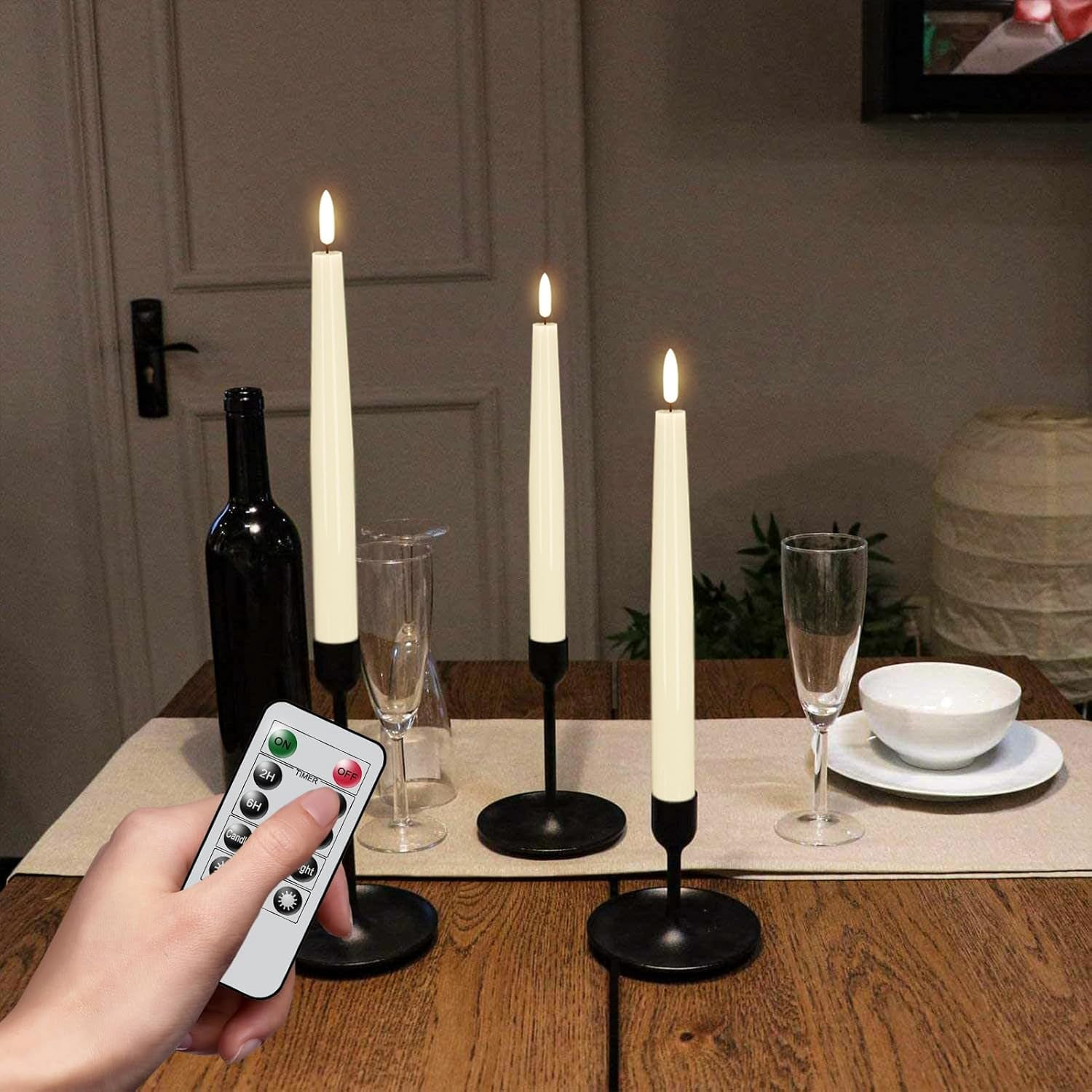 TRH-LED Taper Candles, Flameless Taper Candles Battery Operated with ...