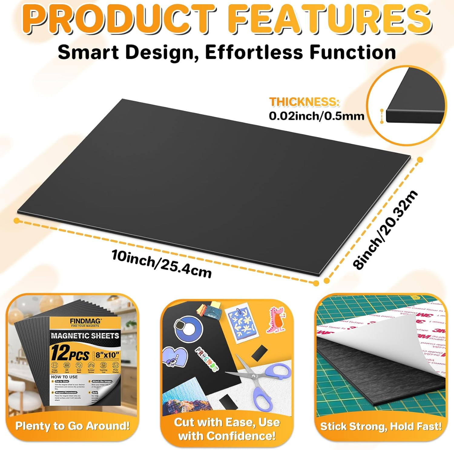 TRH-Magnetic Sheets (8\u201d x 10\u201d), Pack of 12, Flexible Magnet ...