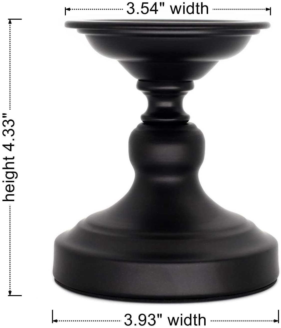 TRH-Matte Black Metal Pillar Candle Holder - Set of 2 Candlestick ...