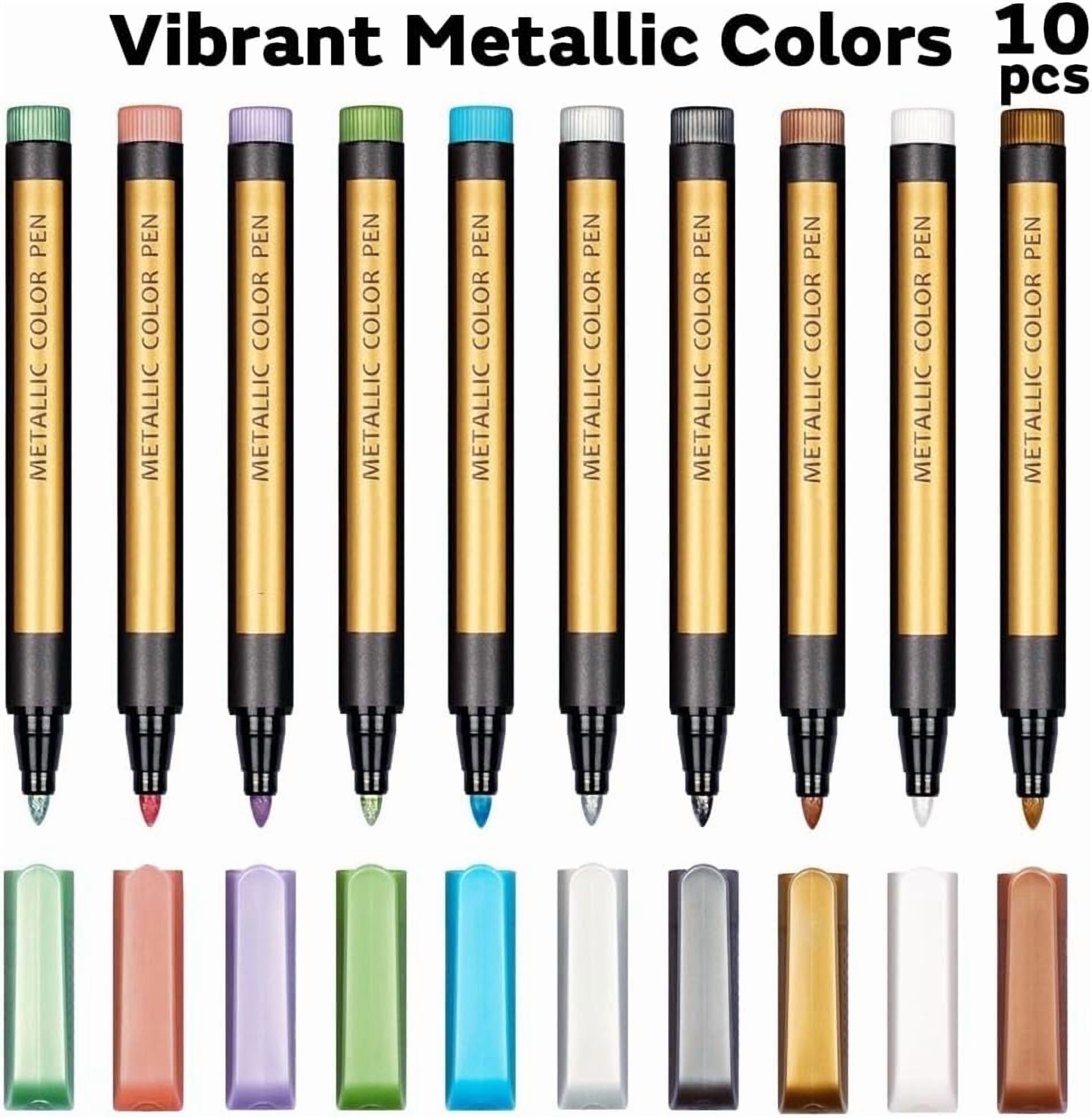 TRH-Metallic Marker Pens - Set of 10 Medium Point Metallic Markers for ...