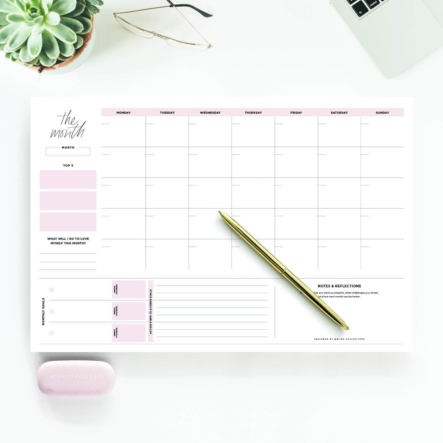 TRH-Monthly Planning Pad, To Do List Notebook Undated Tear-Off Sheets Notepad Work Calendar ...