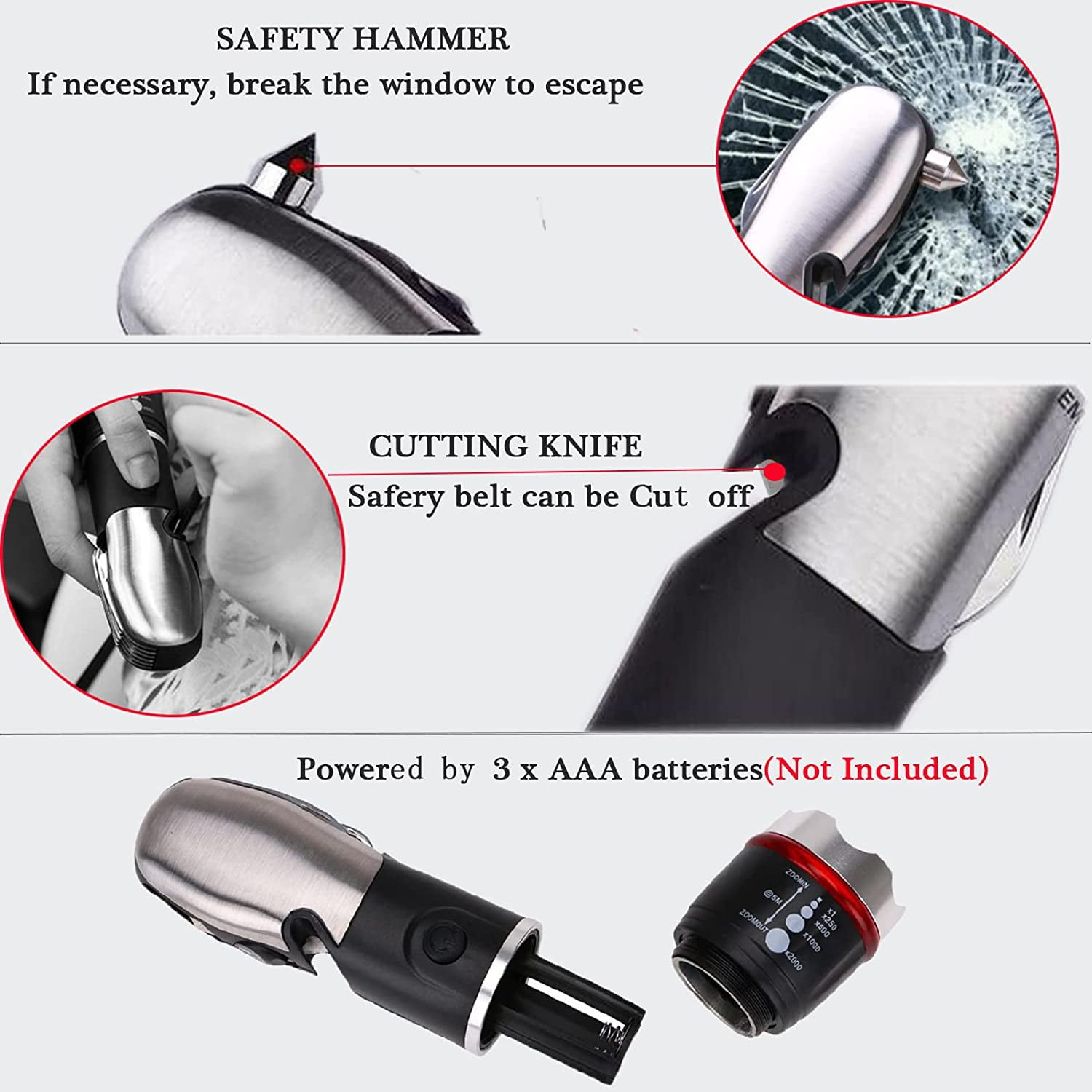 TRH-Multi Tool LED Flashlight All In One Tool Light Tactical Torch for ...