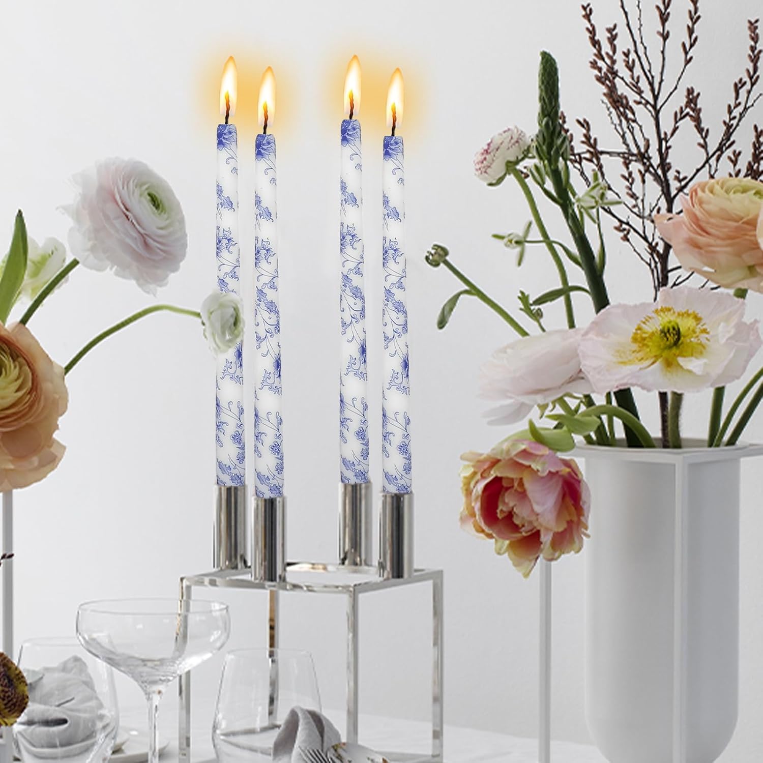 TRH-NJAO HOO Candlesticks 10 in Straight Taper Candles Hand Printing ...