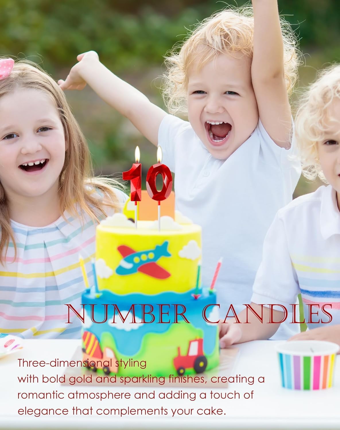 TRH-Number 12 Candles,12th Birthday Candles,Red Happy Birthday Candle ...