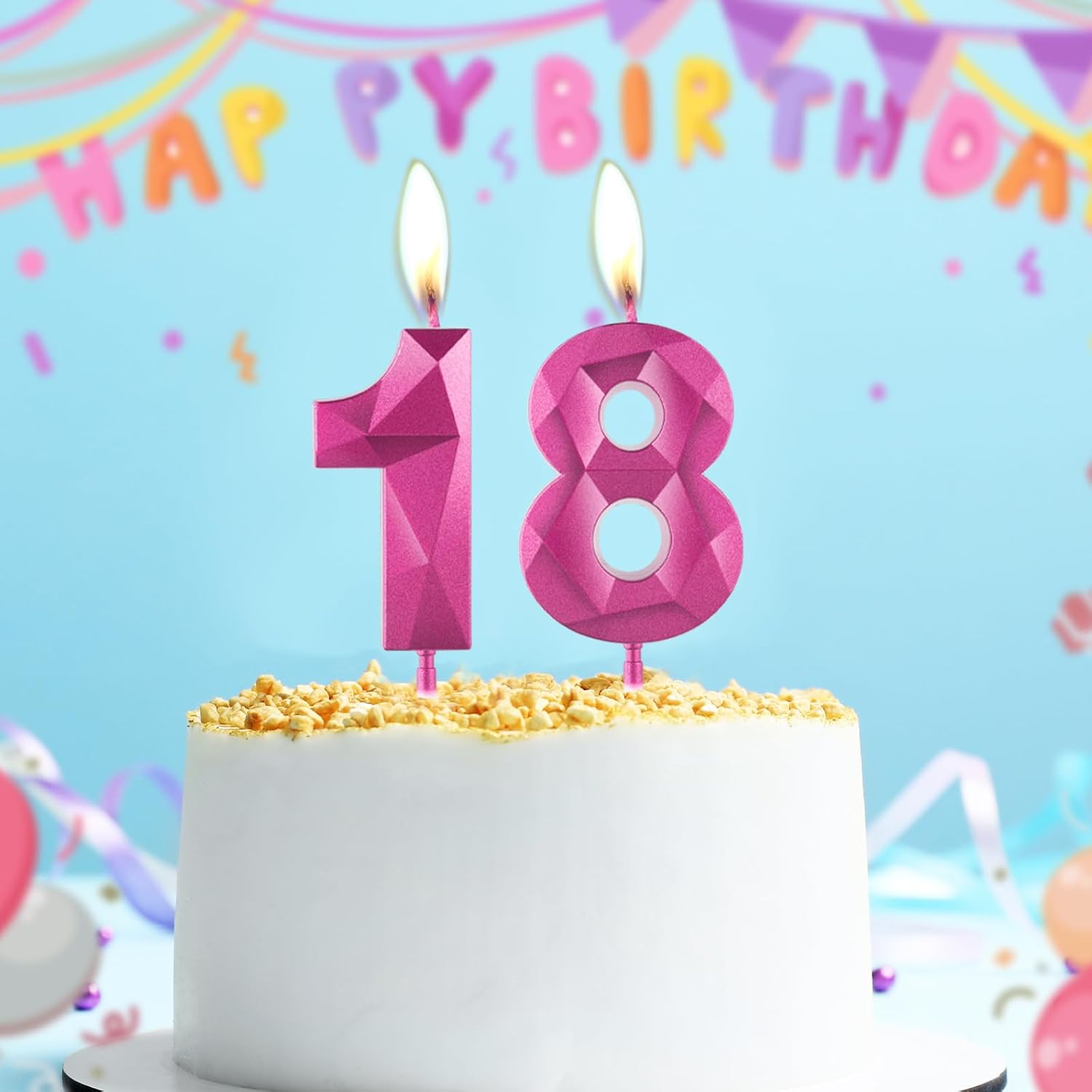 TRH-Number 12 Candles,12th Birthday Candles,Rose Happy Birthday Candle ...