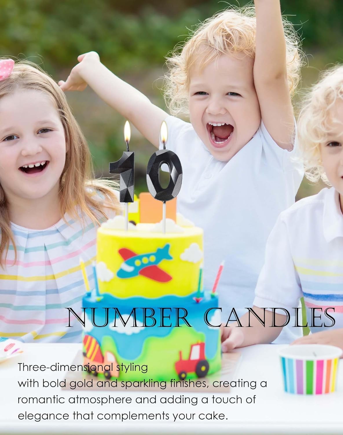 TRH-Number 7 Candles,7th Birthday Candles,Black Happy Birthday Candle ...