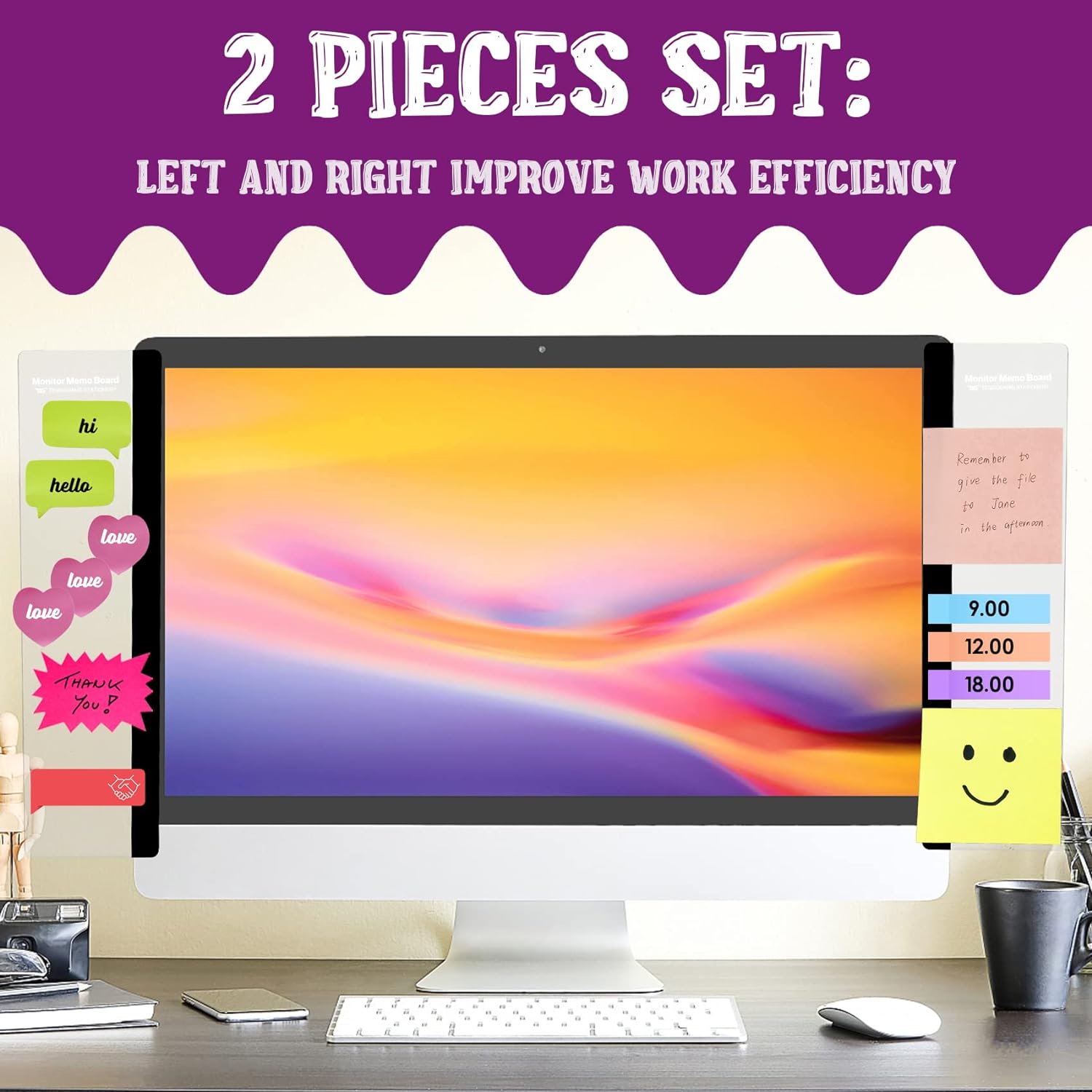TRH-Office Desk Accessories 2pcs Computer Monitor Memo Board Message ...
