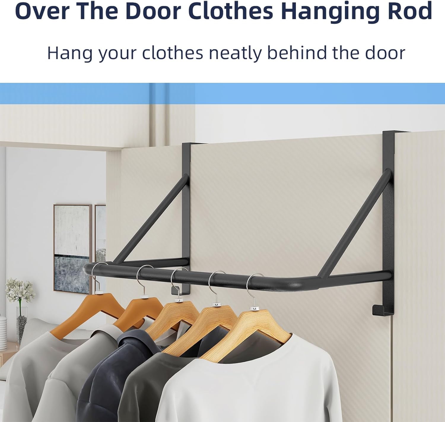 TRH-Over The Door Clothes Hanger Rod, Metal Over Door Hanger for ...