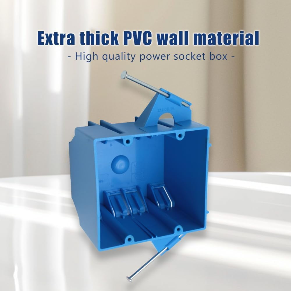 TRH-PVC Double Gang New Work Wall Electrical Box,Blue 2 Gang Box with ...