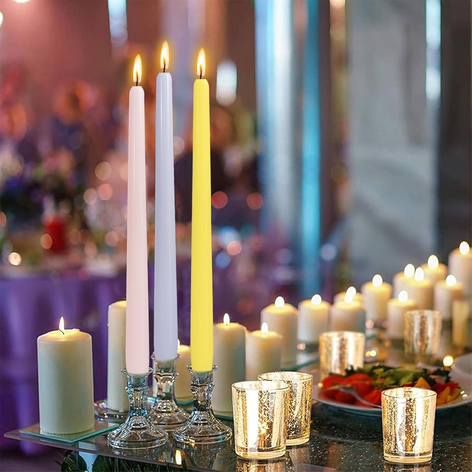 TRH-Pastel Candlesticks 10 in Long Taper Candles Unscented Smokeless ...
