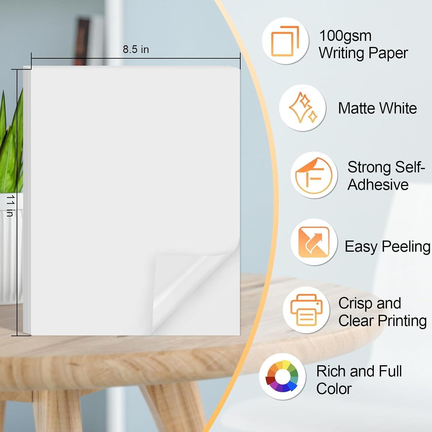 TRH-Printable Sticker Paper for Inkjet Printer, 150 Sheets 8.5" x11 ...