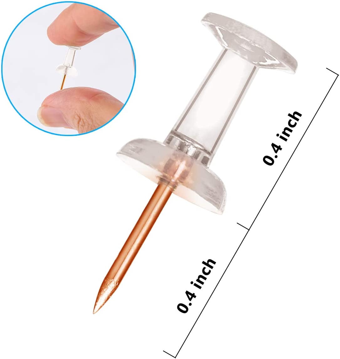 TRH-Push Pins 600 Count, Standard Rose Gold Pins Clear Thumb Tacks ...