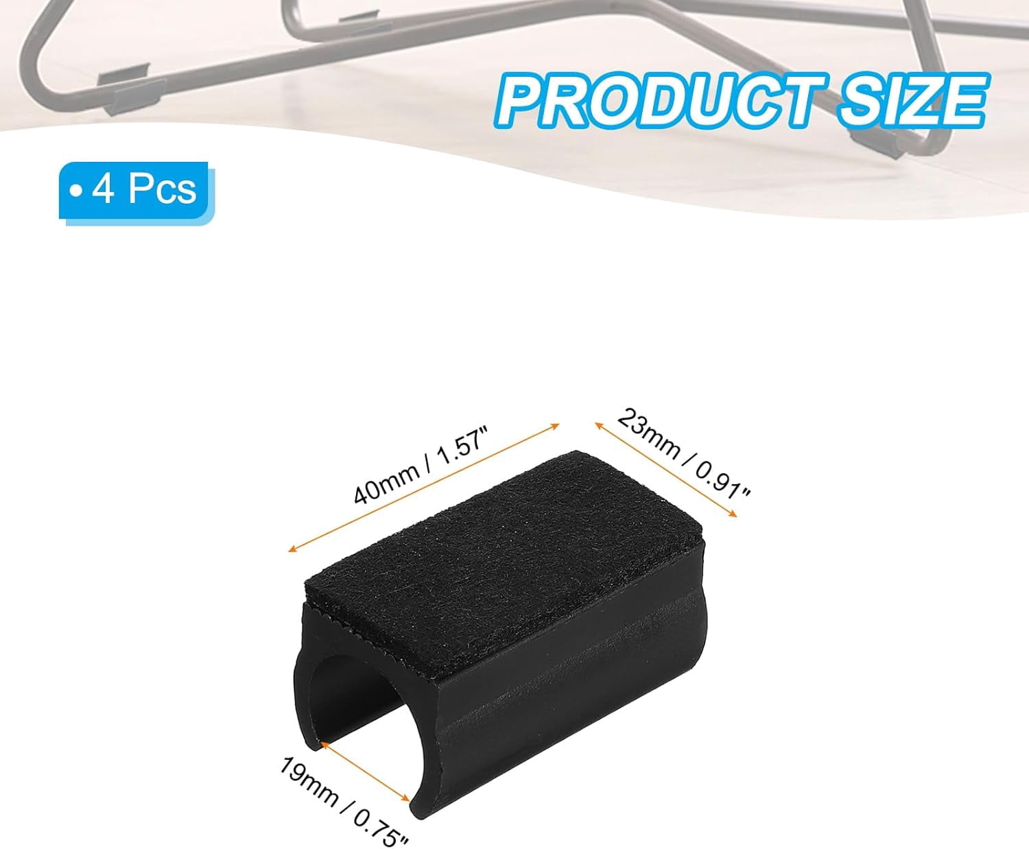 TRH-Rectangle U Shaped Chair Leg Tips Caps with Felt Pads, 4 Pack Slide ...
