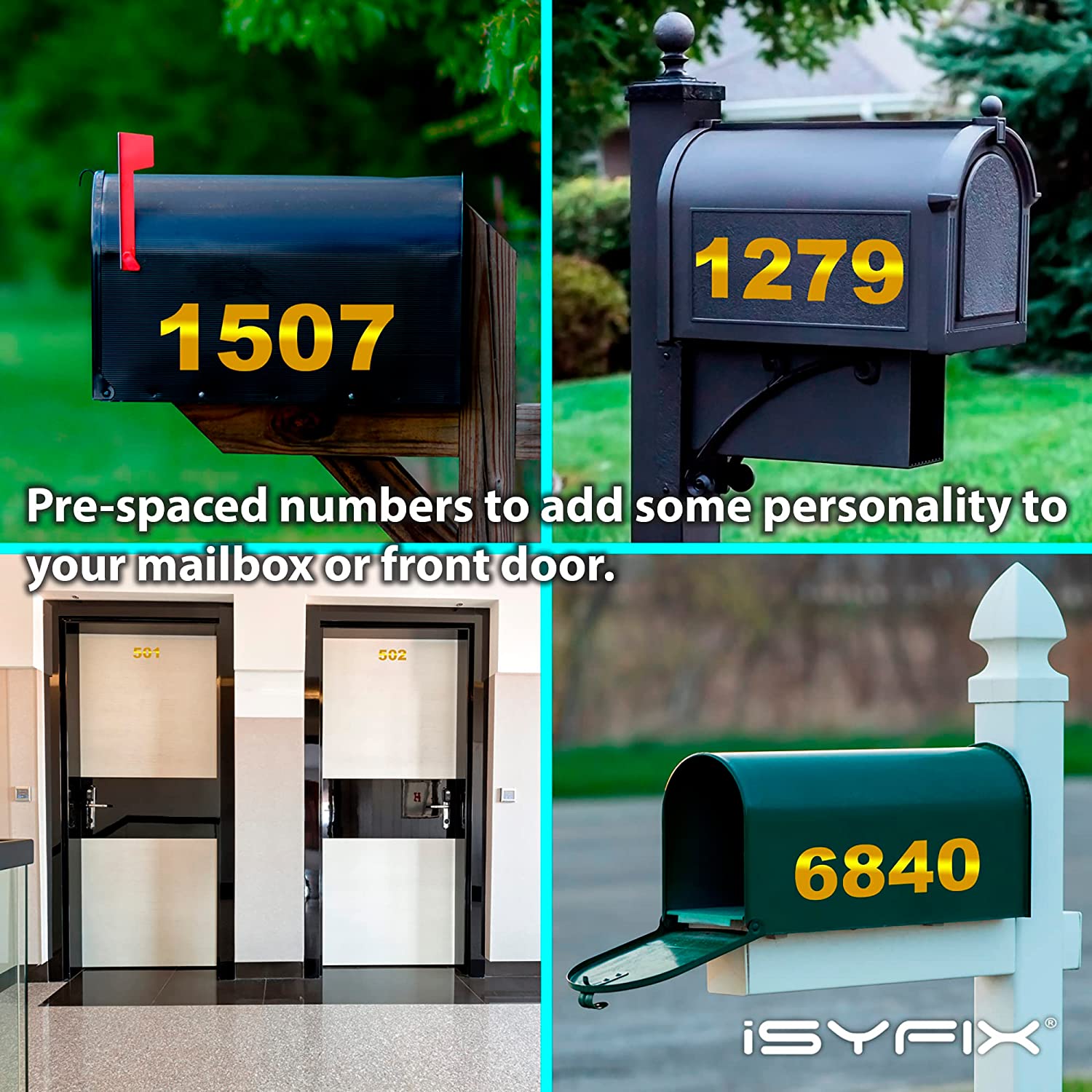 TRH-Reflective Yellow Vinyl Numbers Stickers \u2013 4 Inch Self ...