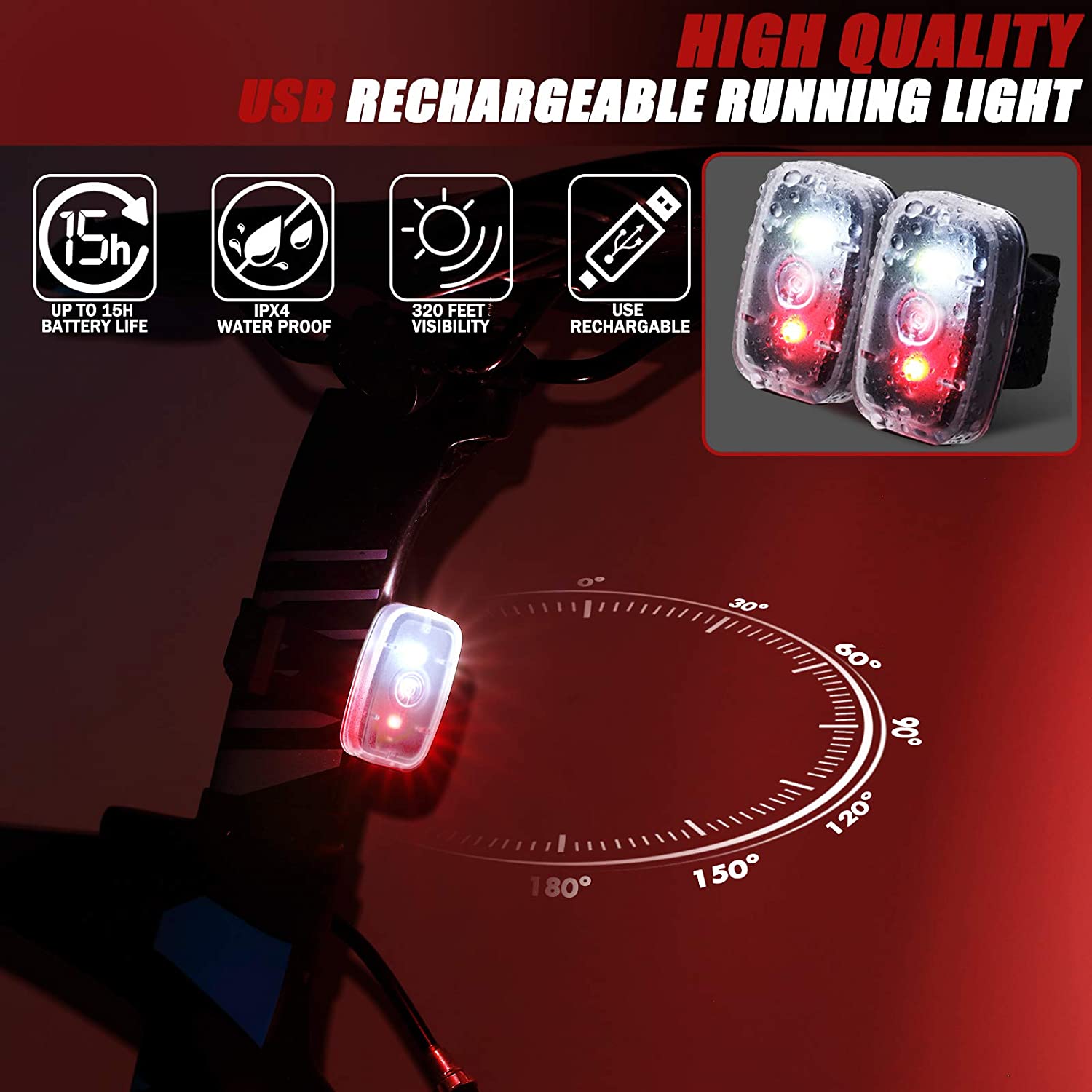 TRH-Running Lights for Runners Rechargeable LED Safety Lamps USB ...