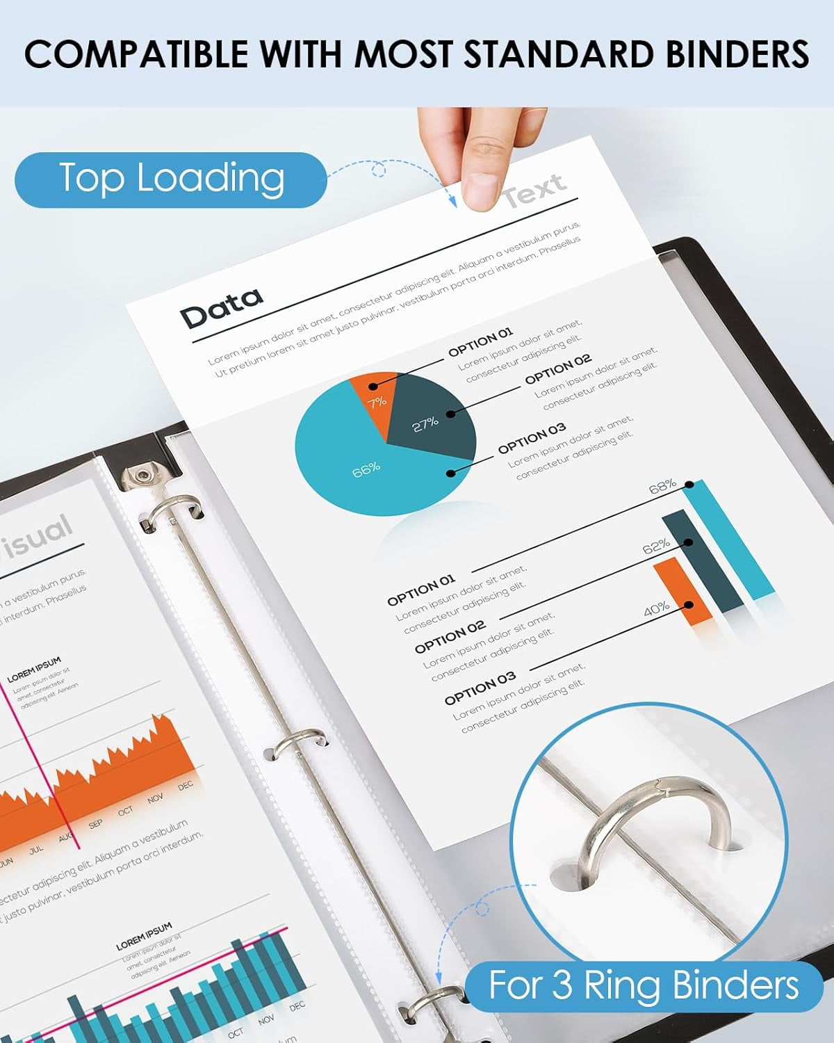 TRH-Sheet Protectors 8.5 x 11 inch, Clear Page Protector for 3 Ring ...