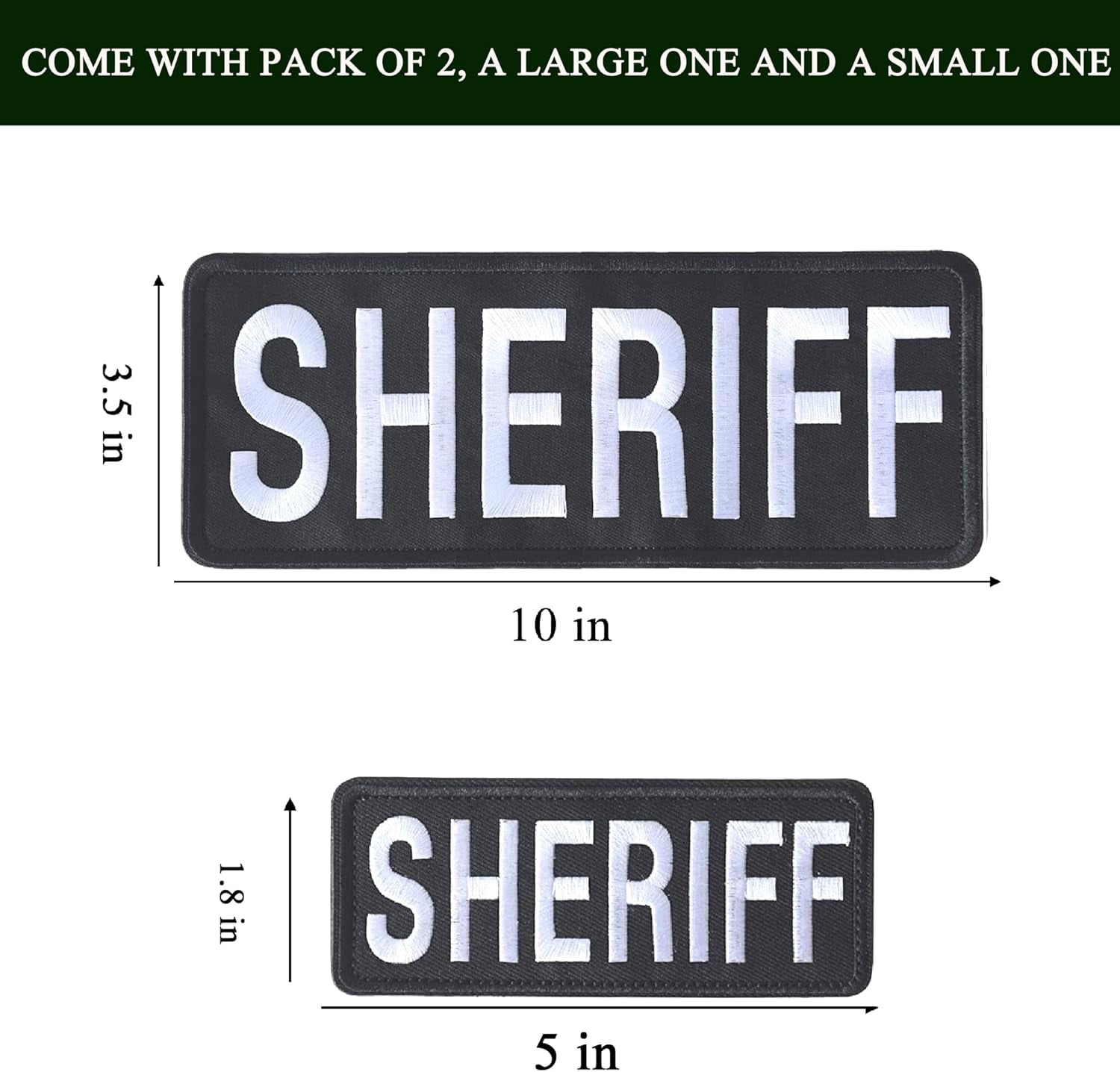 TRH-Sheriff Patches, Large Size Embroidered Patches Hook and Loop for ...