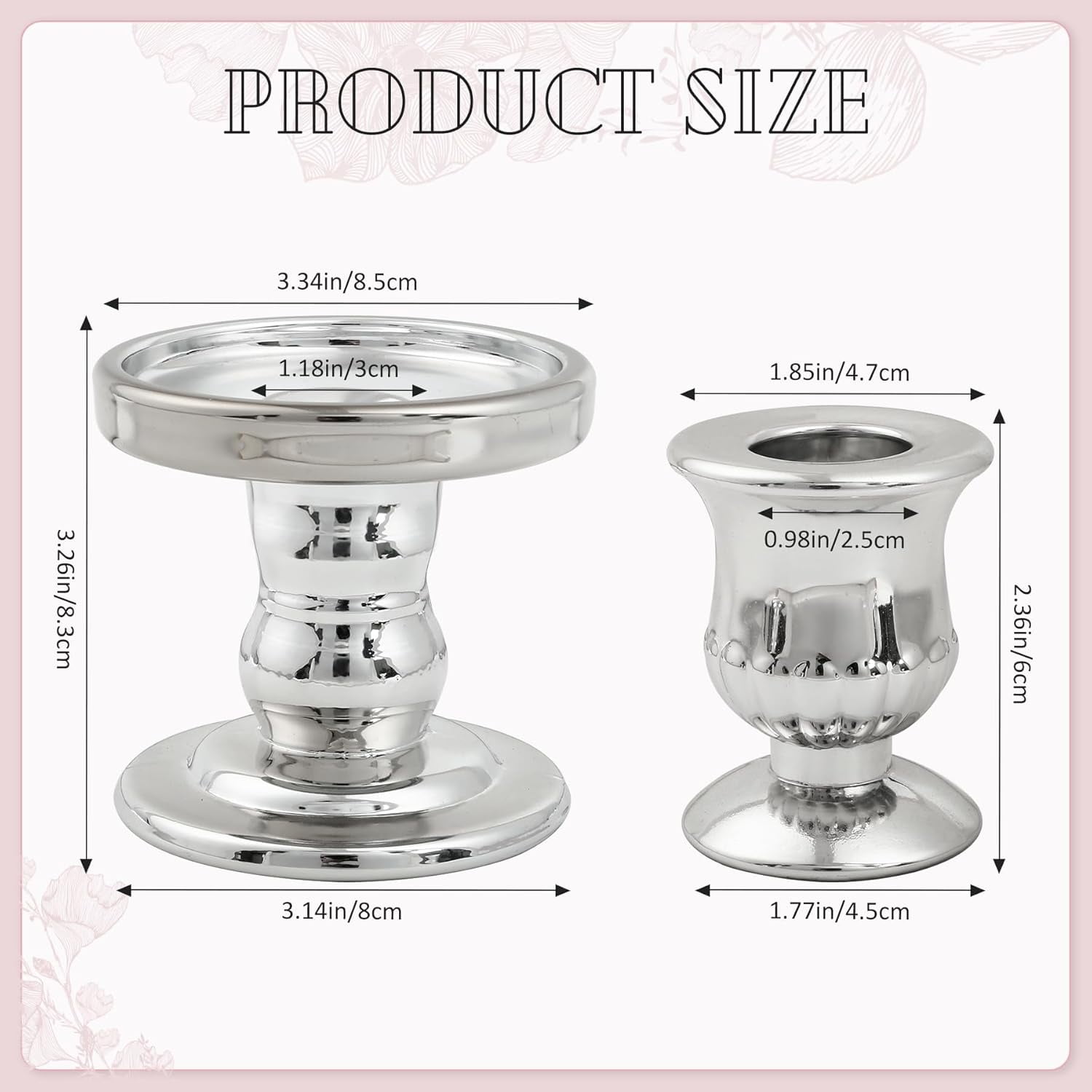 TRH-Silver Unity Candle Holder - Glass Candle Holders for Pillar Candles Taper Candles, Glass ...